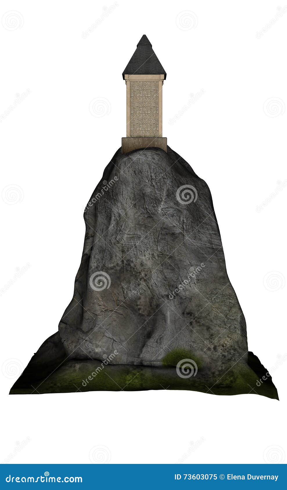 Tower upon a Big Rock - 3D Render Stock Illustration - Illustration of ...
