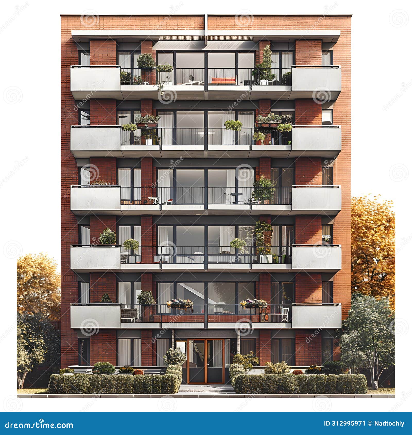 Modern Urban Design Tower Block with Numerous Windows and Balconies ...