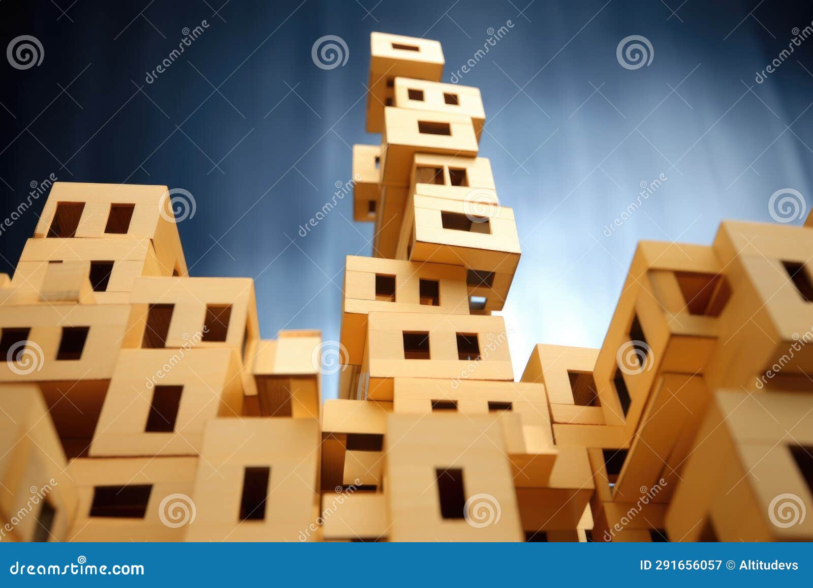 Tower of Blocks, Precariously Leaning Stock Image - Image of tower ...