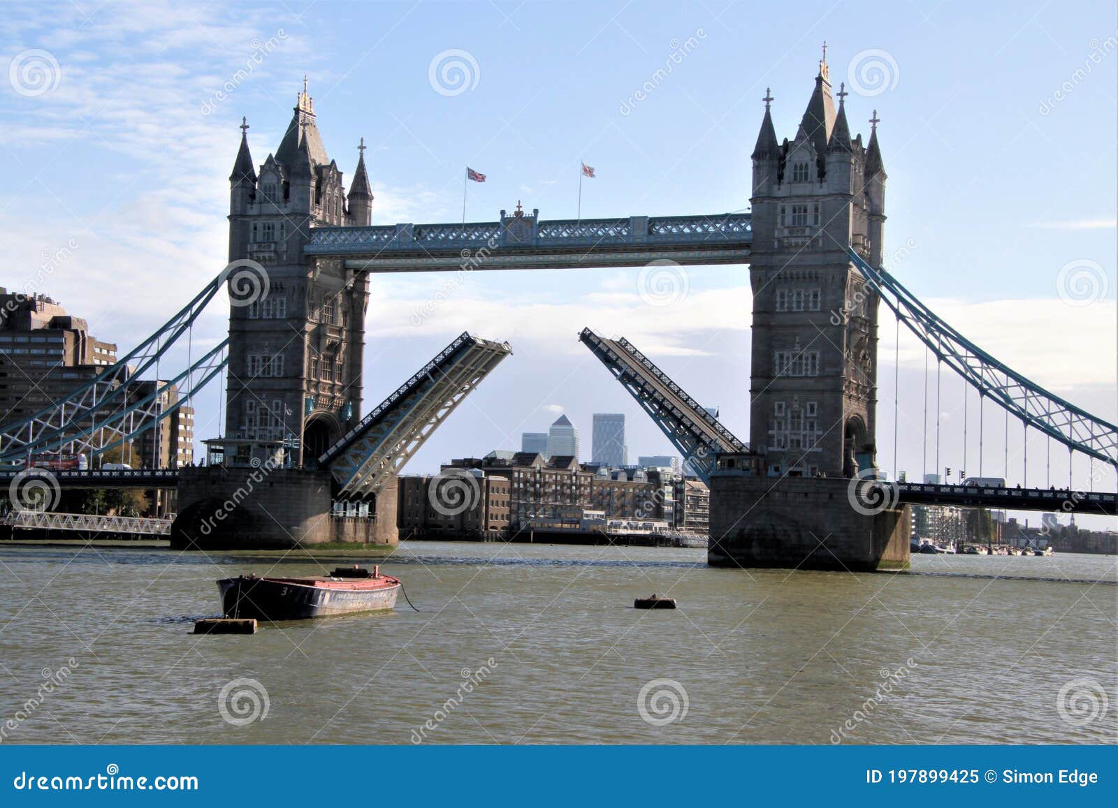 Tower Bridge Across the River Thames with the Drawbridge Raised Stock Image - Image of urban ...