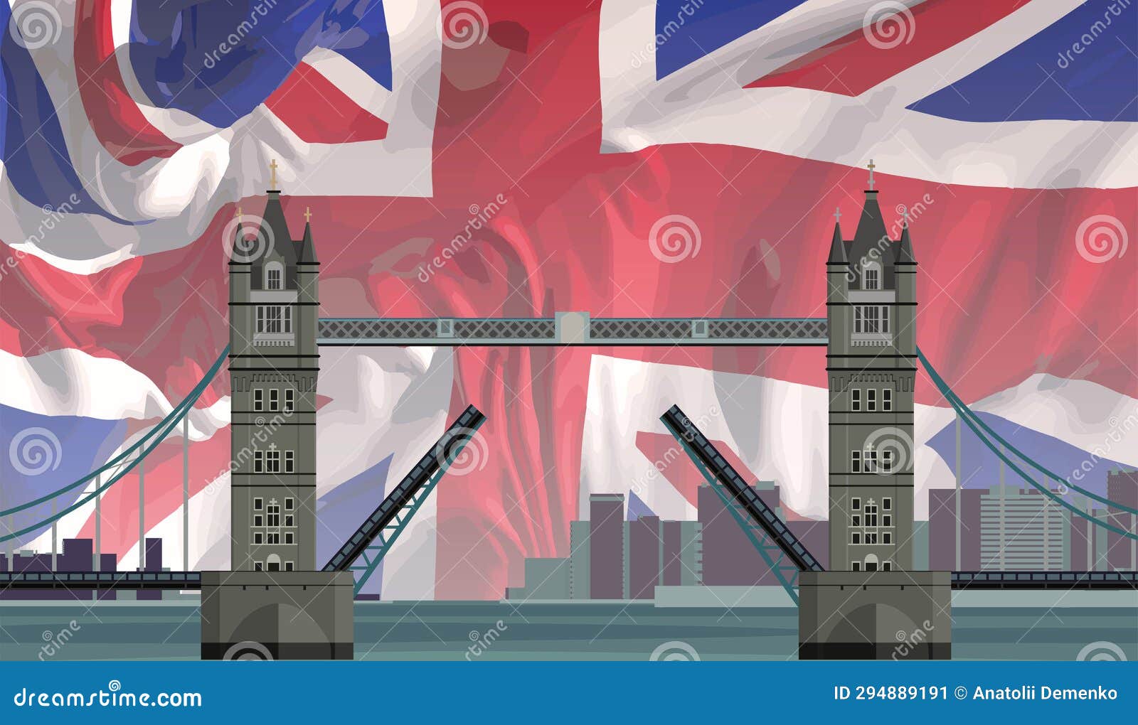 Tower Bridge on the Background of the English Flag.Vector Stock Vector ...