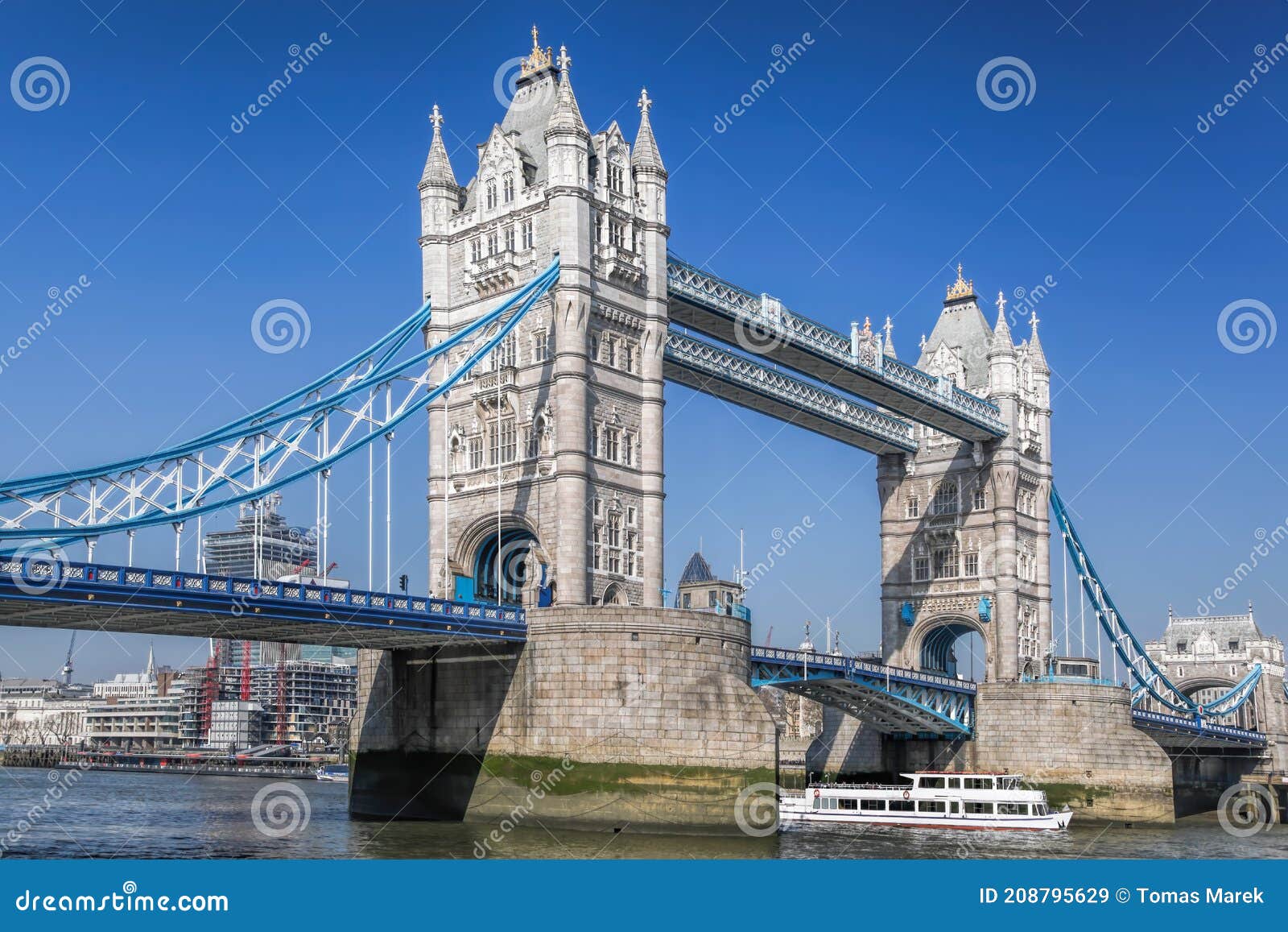 Tower Bridge with Blue Sky in London England UK Stock Image - Image of ...