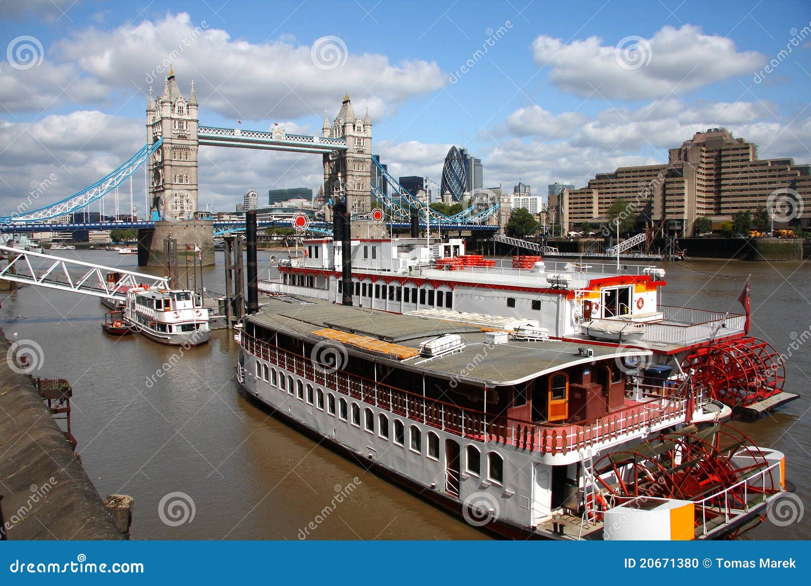 Tower Bridge with Boat, London, UK Stock Photo - Image of moon, england ...