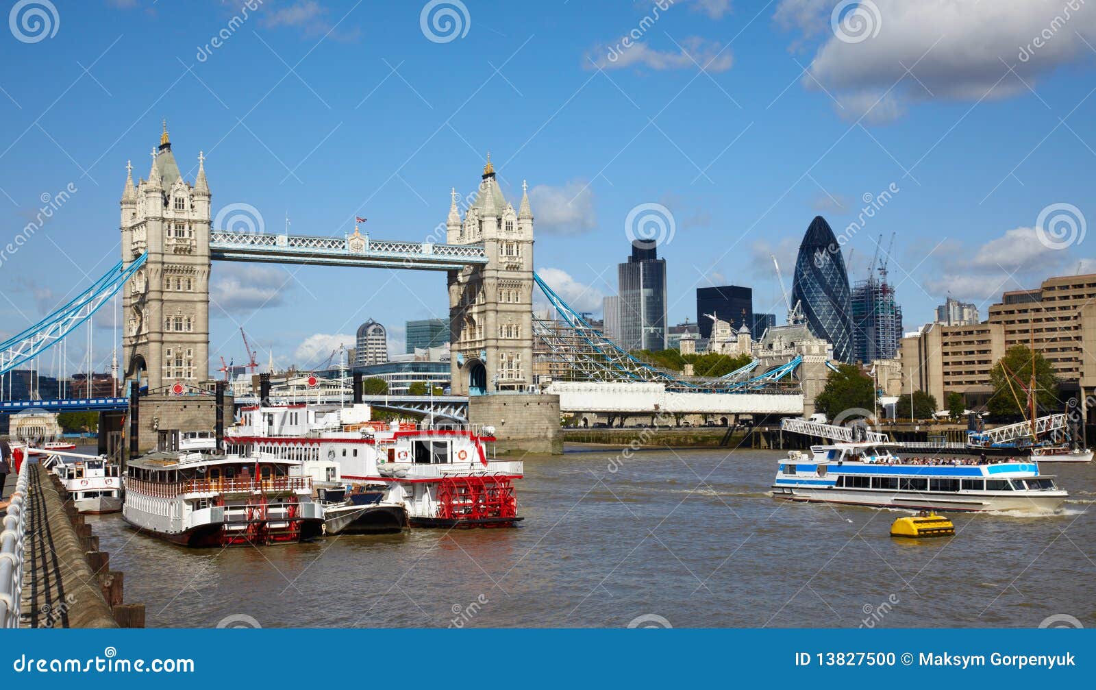 Tower Bridge and Boats in the Thames River Stock Photo - Image of great ...
