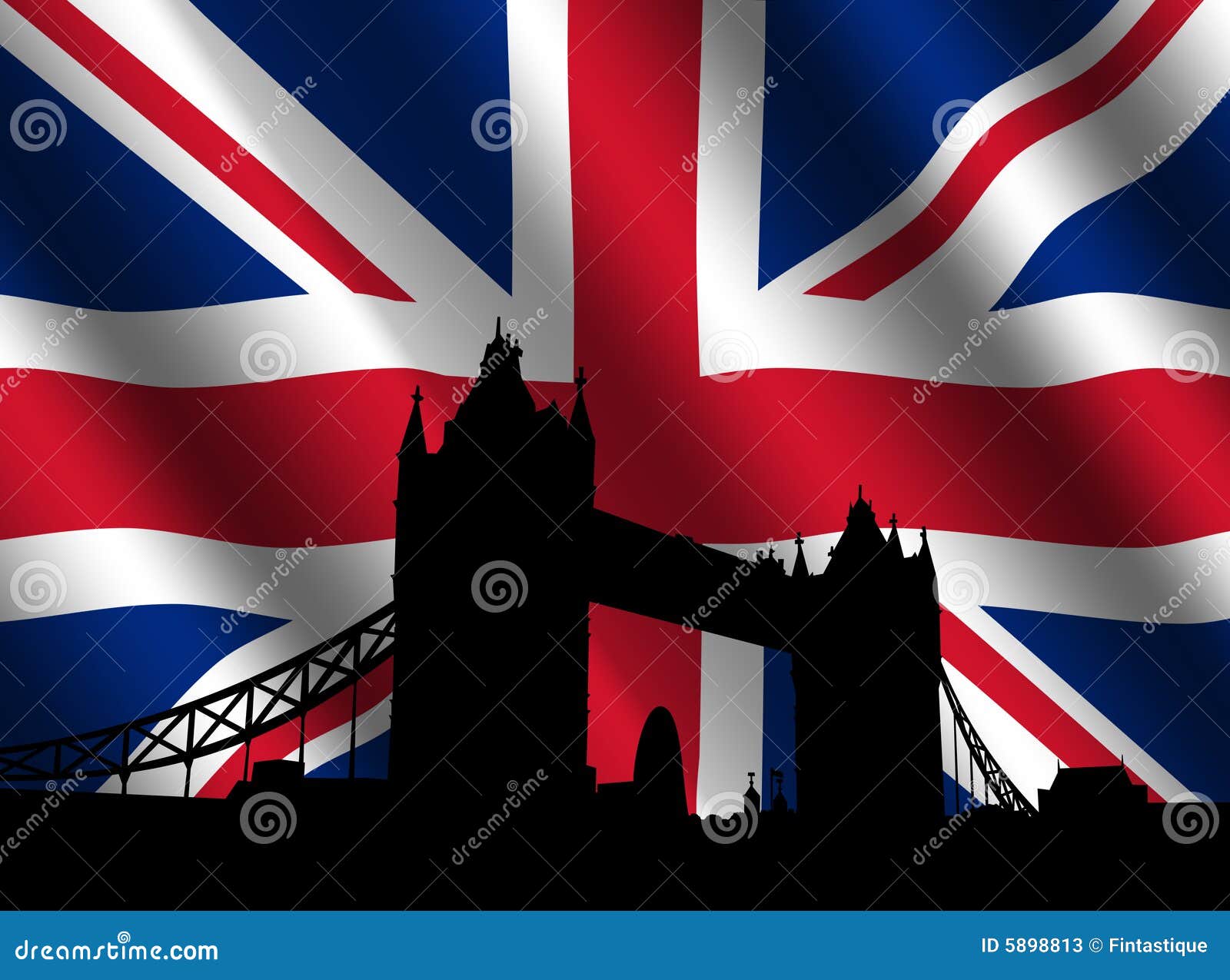 Tower Bridge with British Flag Stock Illustration - Illustration of ...