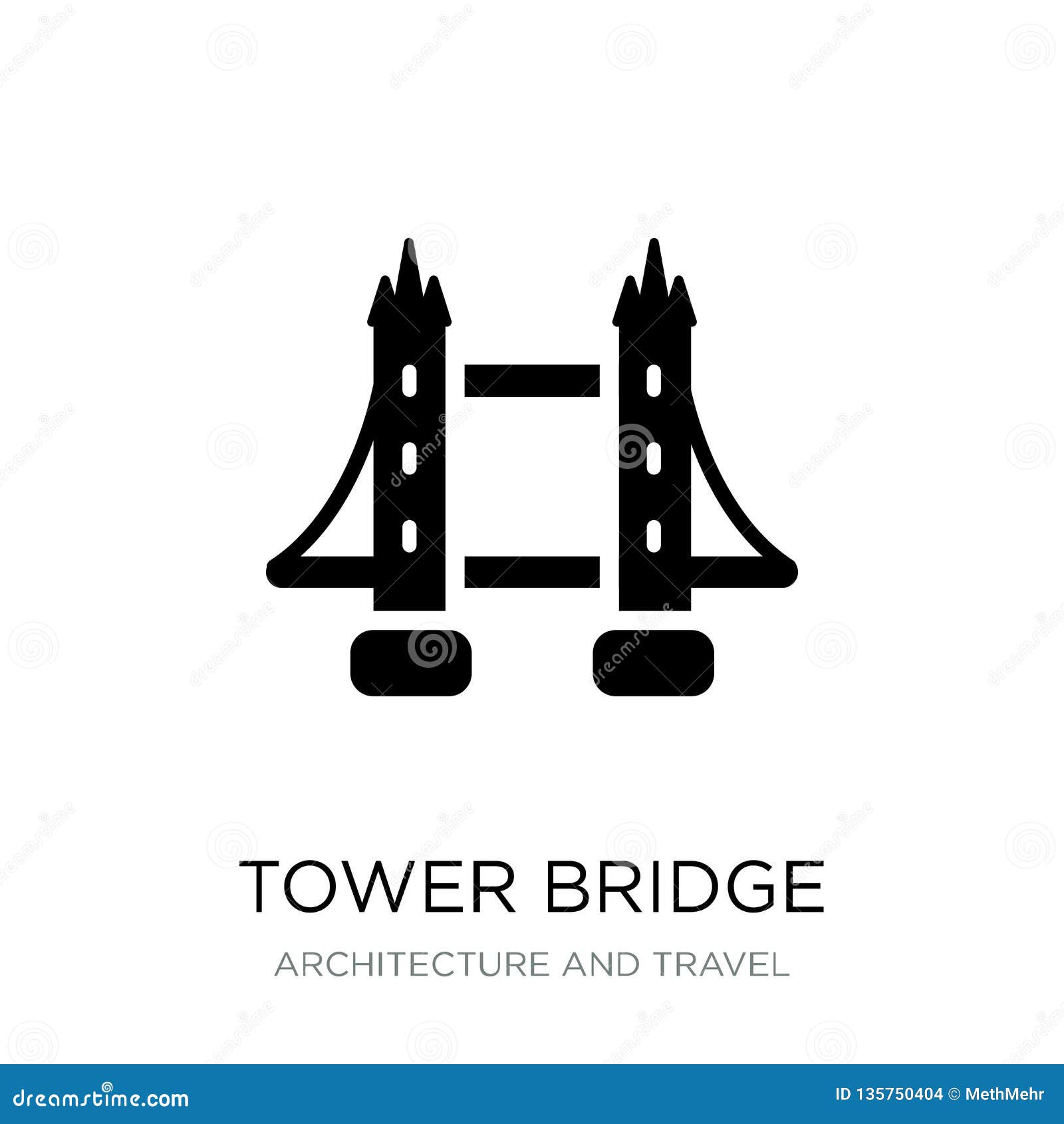 Tower Bridge Icon in Trendy Design Style. Tower Bridge Icon Isolated on ...