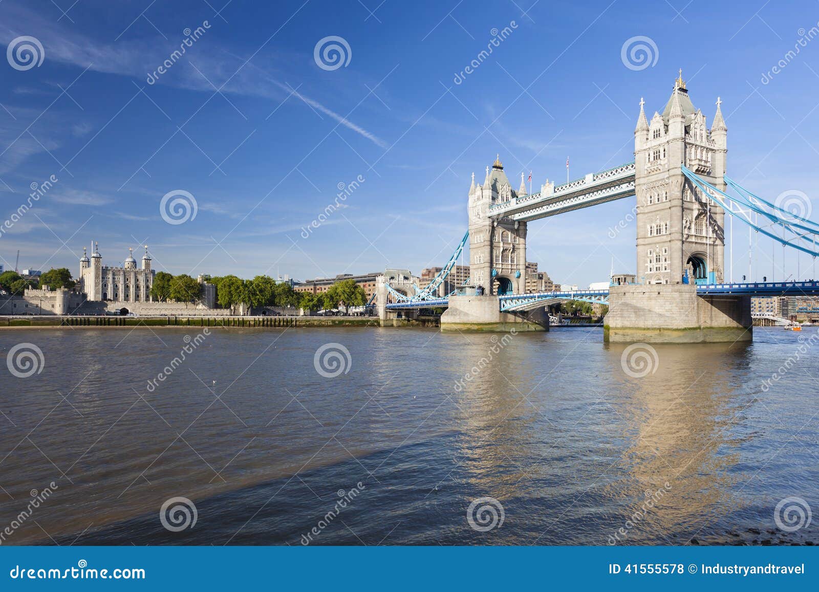 Tower Bridge in London with Blue Sky Stock Photo - Image of thames ...