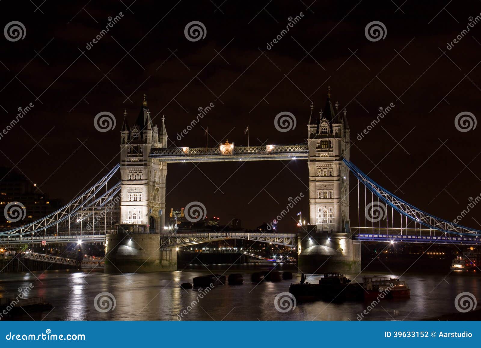 Tower Bridge in London, England at Night Stock Photo - Image of passage ...