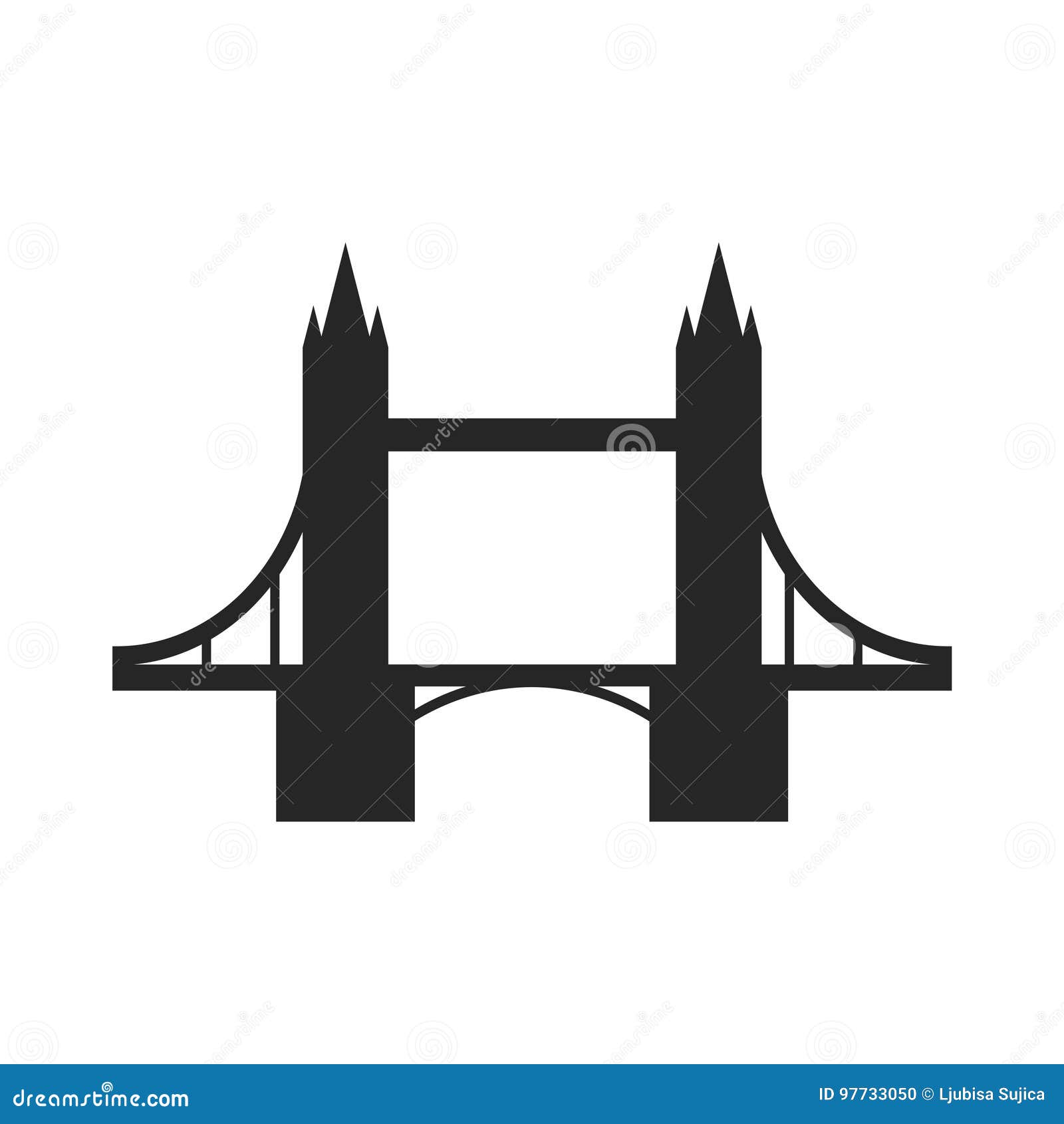 Tower Bridge, London icon stock vector. Illustration of design - 97733050