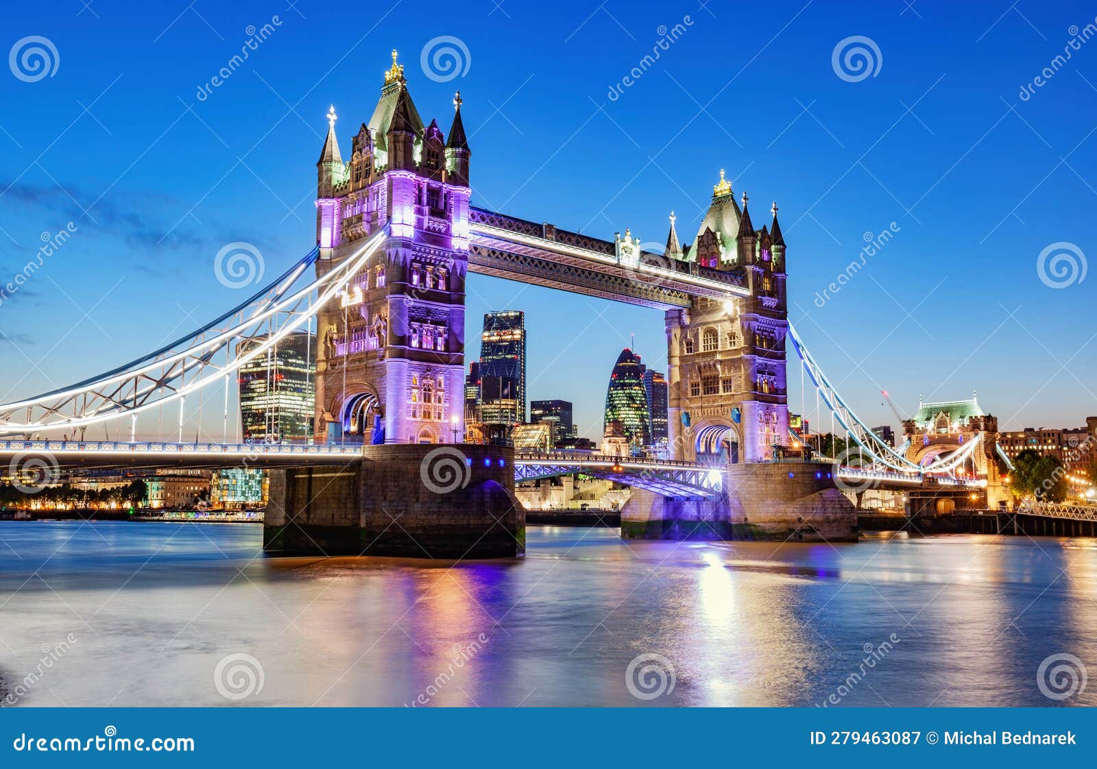 Tower Bridge in London, the UK at Night. Stock Image - Image of europe ...