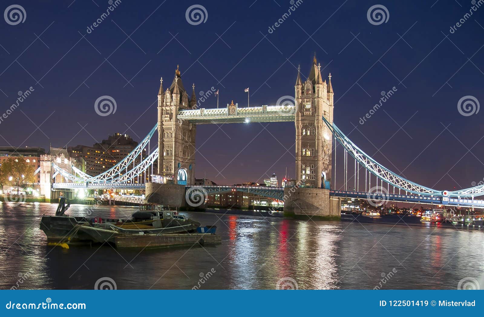 Tower Bridge at Night, London, UK Stock Image - Image of landmark ...