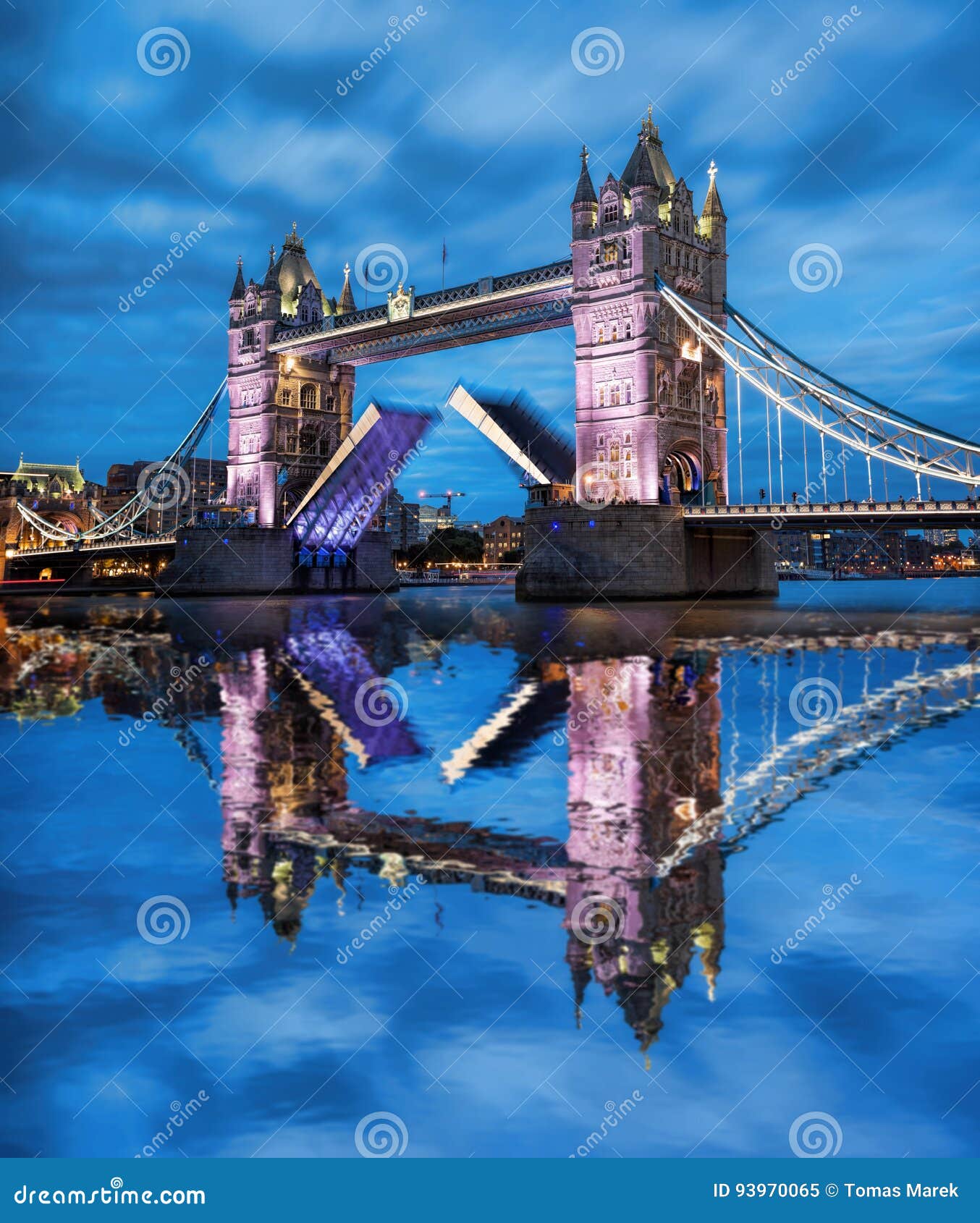 Tower Bridge with Open Gate in the Evening, London, England, UK Stock ...