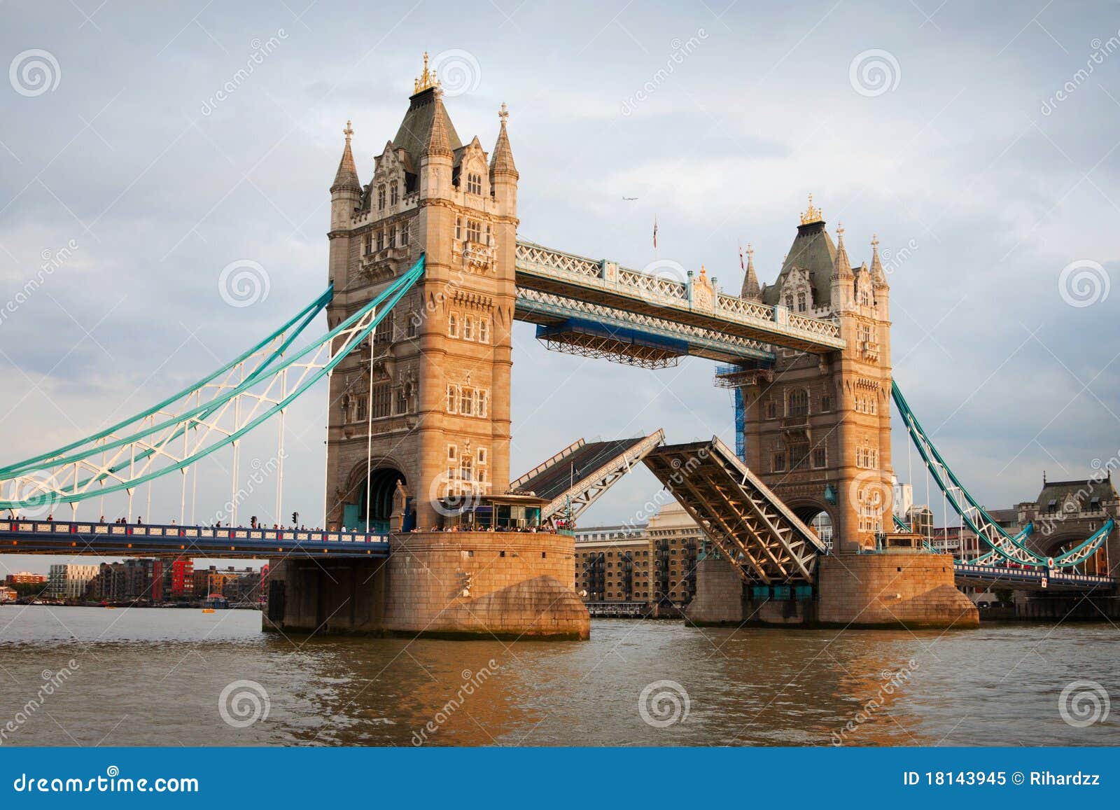 Tower Bridge with Open Gates Stock Image - Image of reflection, white ...
