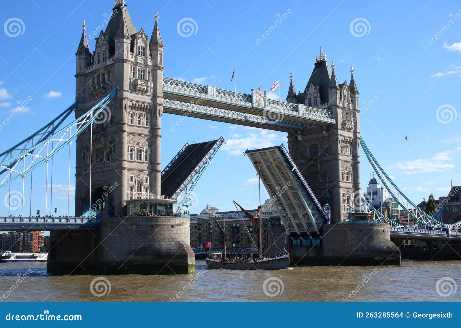 Tower Bridge Open, Over River Thames, London Editorial Stock Image ...