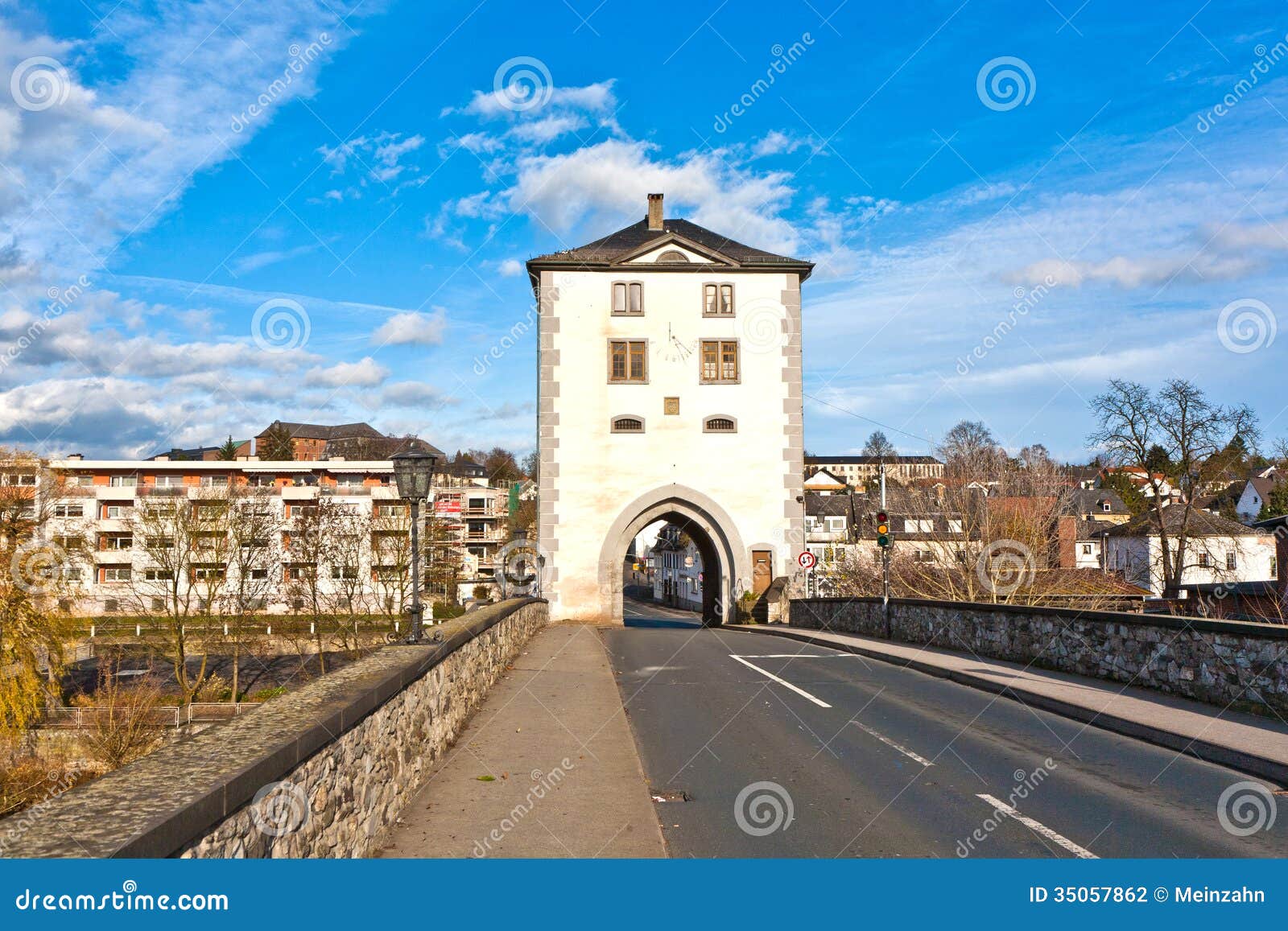 Tower on the Bridge Over the River Lahn in Limburg, Germany Stock Photo ...