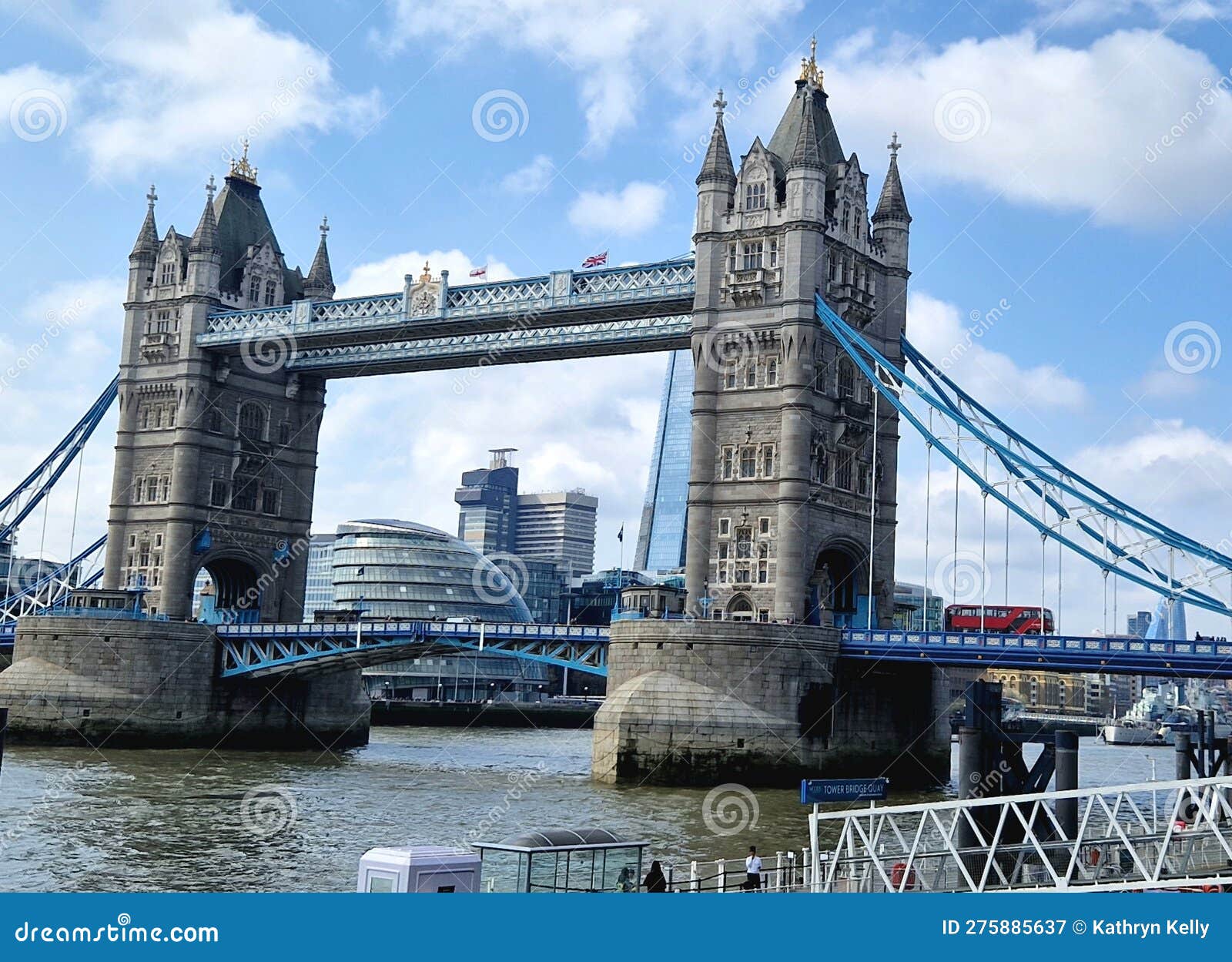 Tower Bridge with Red London Bus Stock Image - Image of london, bridge ...
