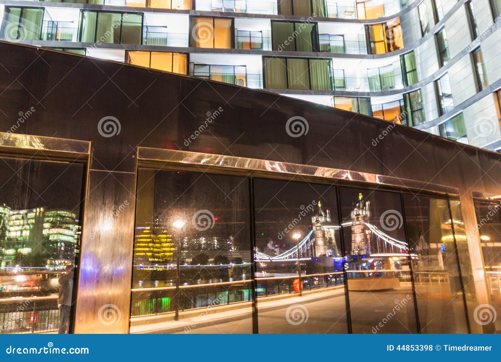 Tower Bridge Reflecting in an Illuminated Facade Editorial Stock Photo ...
