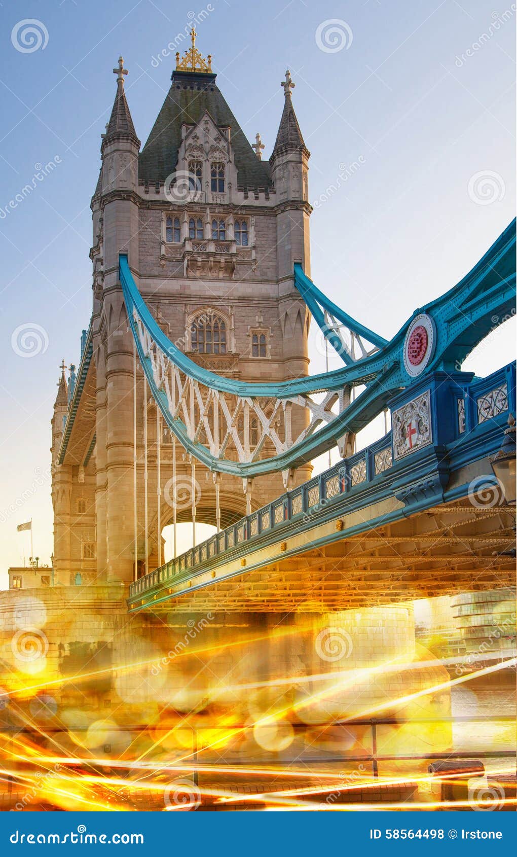 Tower Bridge with Traffic Lights Stock Photo - Image of cityscape ...