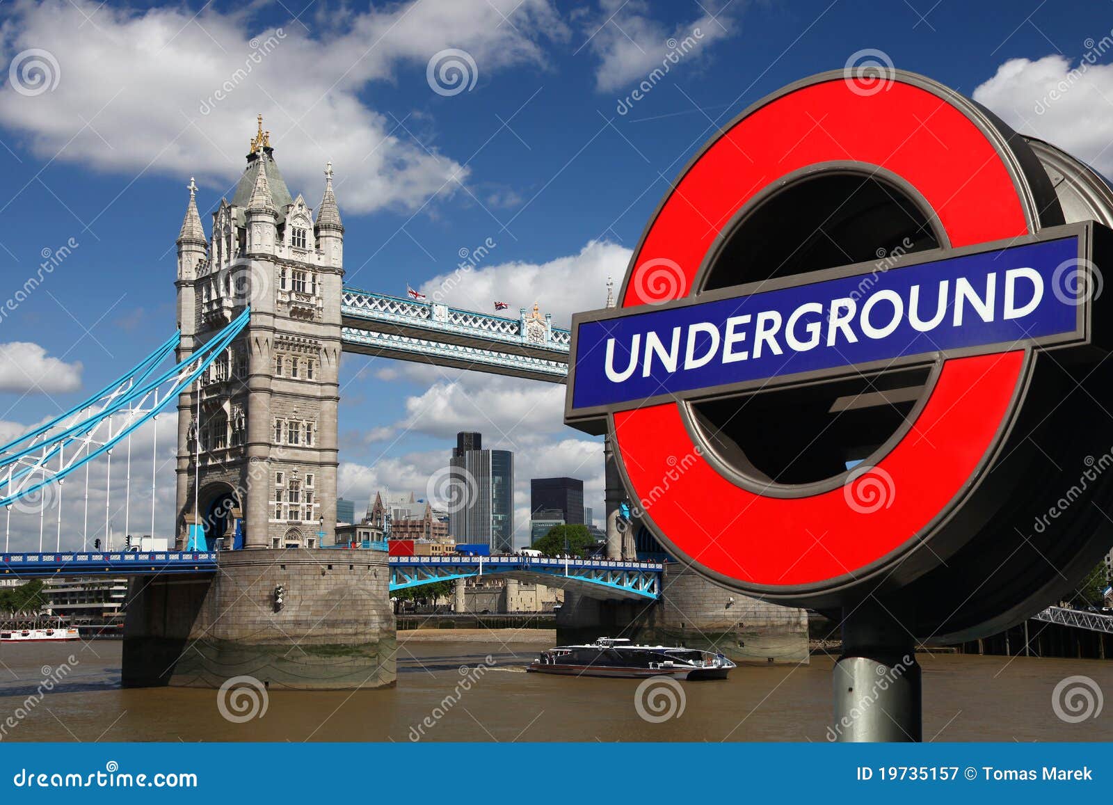 Tower Bridge with Underground Symbol, London Editorial Photography ...