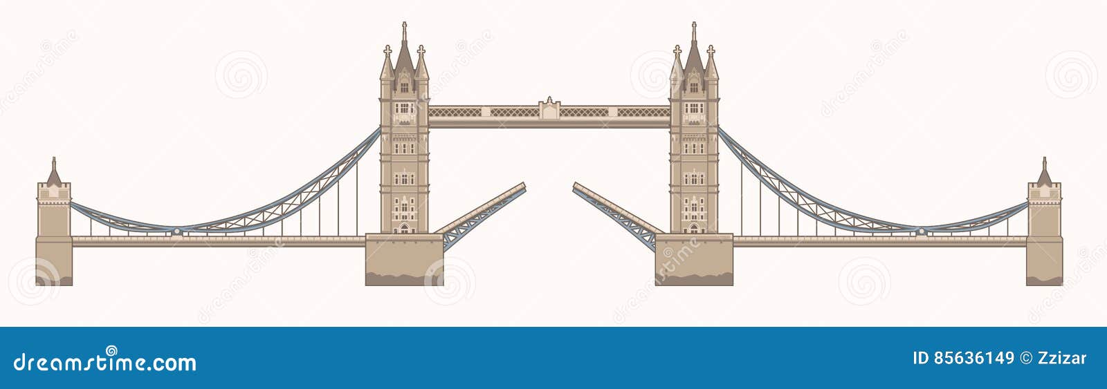 Tower Bridge stock vector. Illustration of building, bridge - 85636149