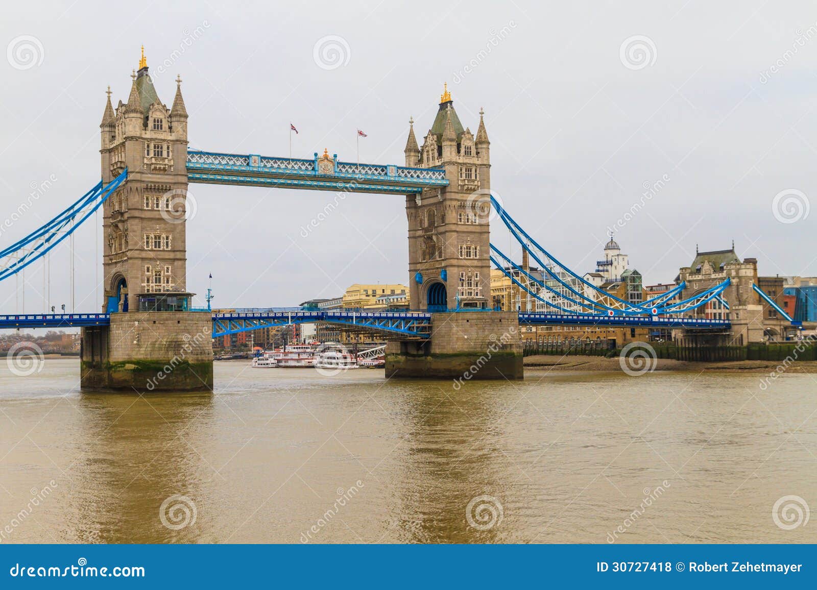 Tower Bridge View on Rainy Day, London Stock Photo - Image of cloudy ...