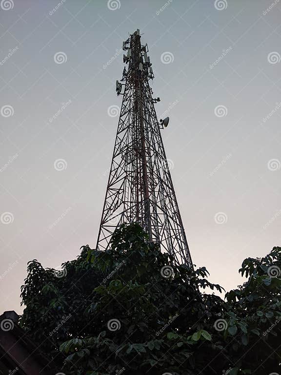 Tower BTS in the morning stock photo. Image of tower - 286367462