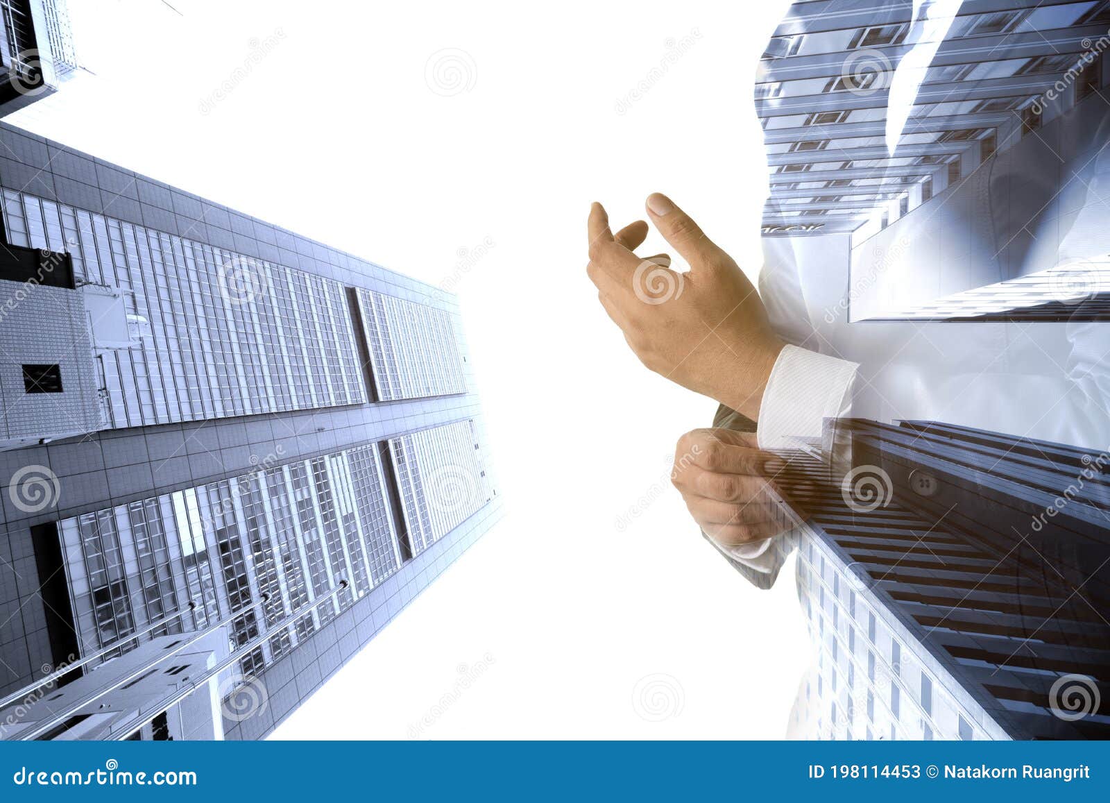Tower Building Bottom To Top View with a Businessman Stock Image ...