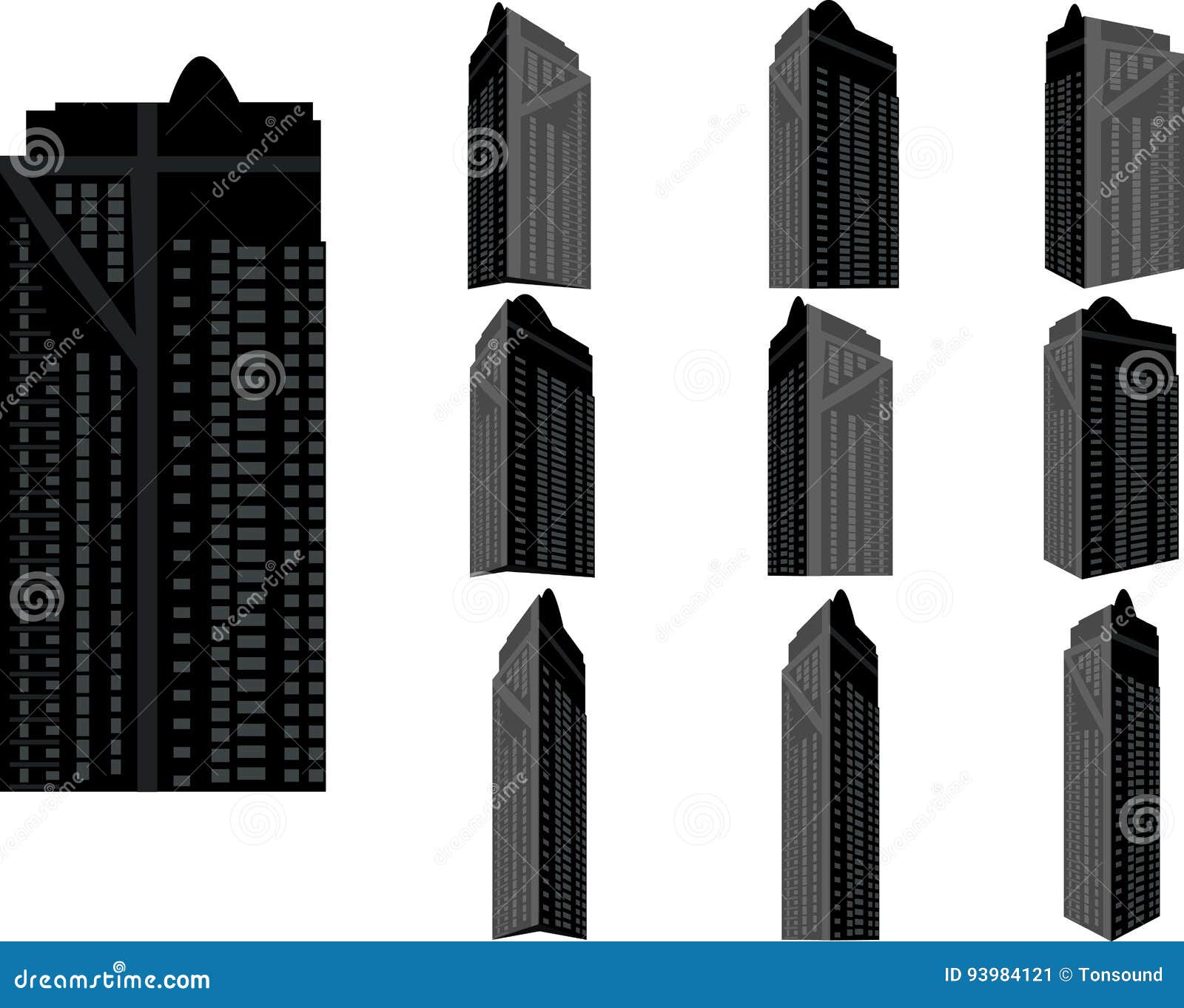 Tower building set. stock vector. Illustration of architecture - 93984121