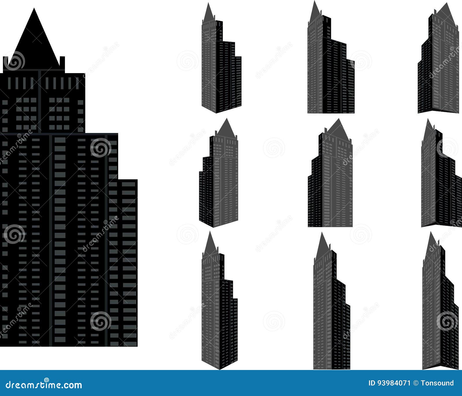 Tower building vector set. stock vector. Illustration of built - 93984071