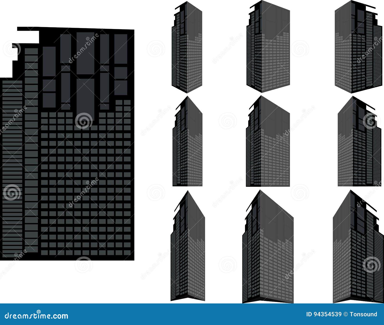 Tower building vector set. stock vector. Illustration of color - 94354539