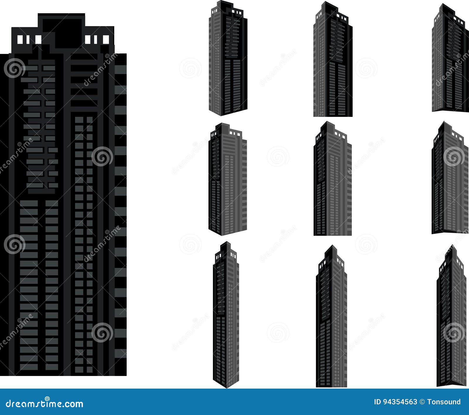 Tower building vector set. stock vector. Illustration of apartment ...
