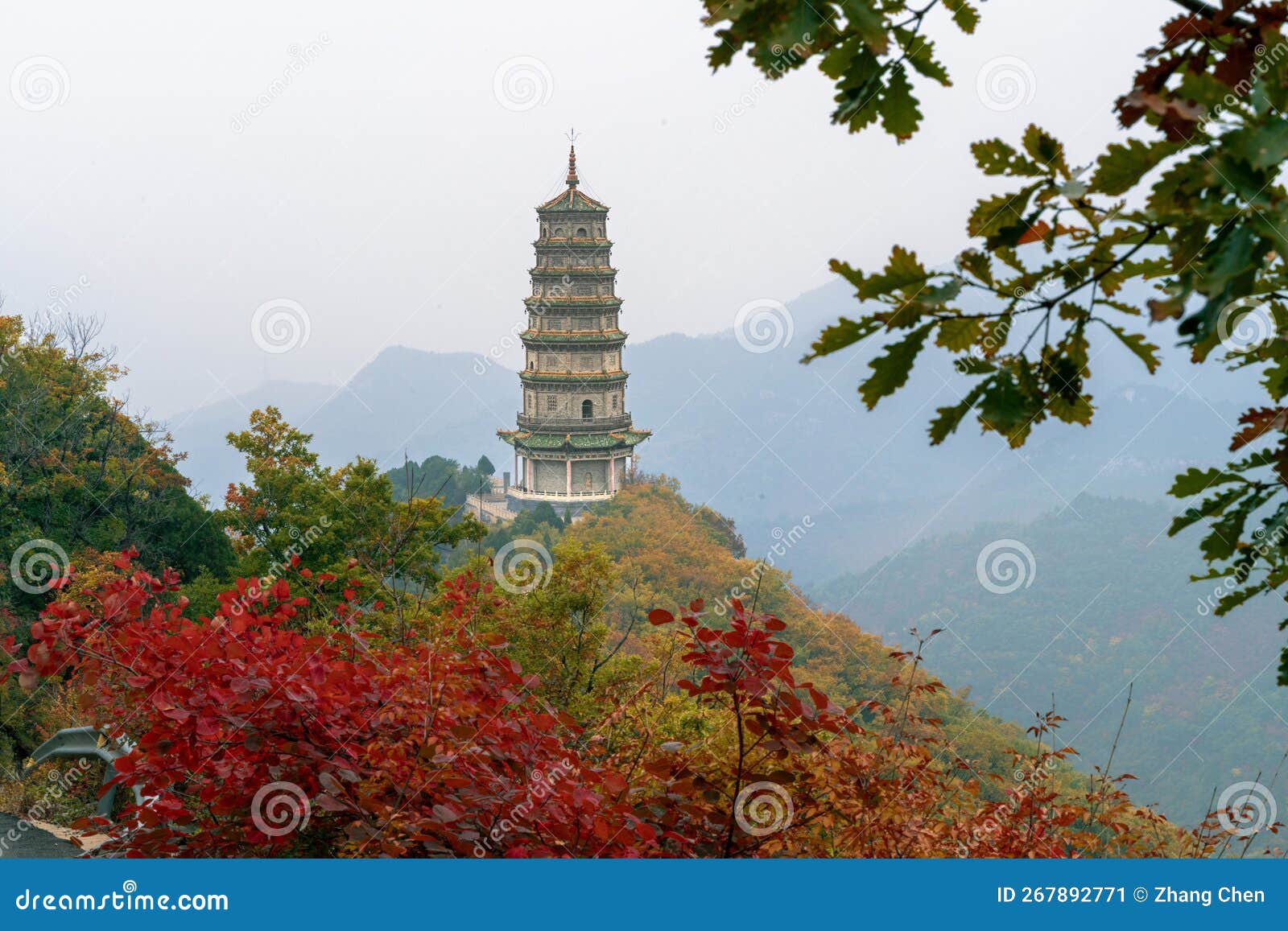 A tower built on a hill. stock image. Image of tree - 267892771