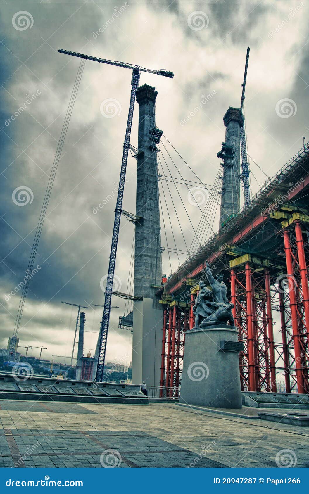 Tower cable-stayed bridge stock image. Image of support - 20947287