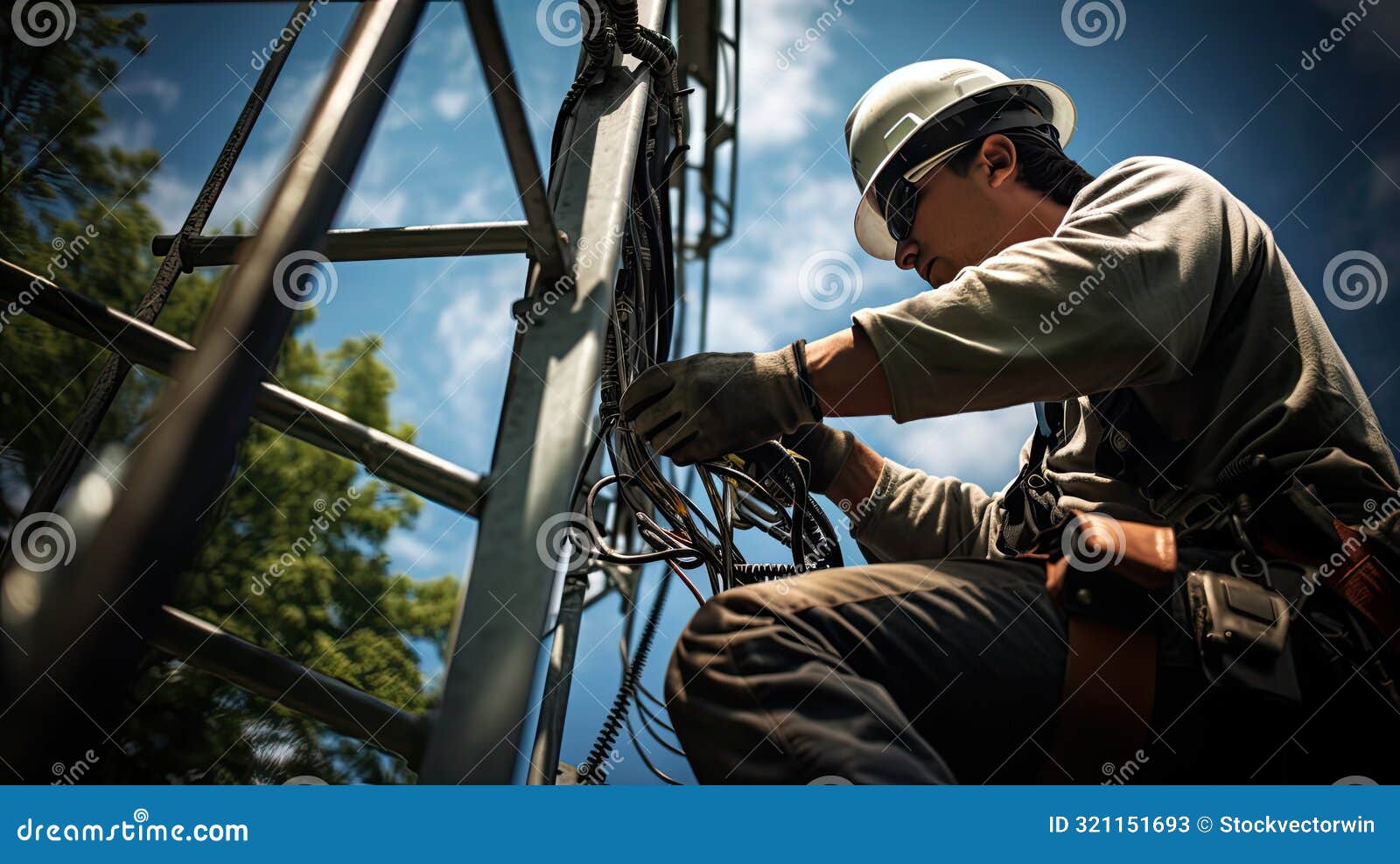 Tower cabling stock illustration. Illustration of cable - 321151693