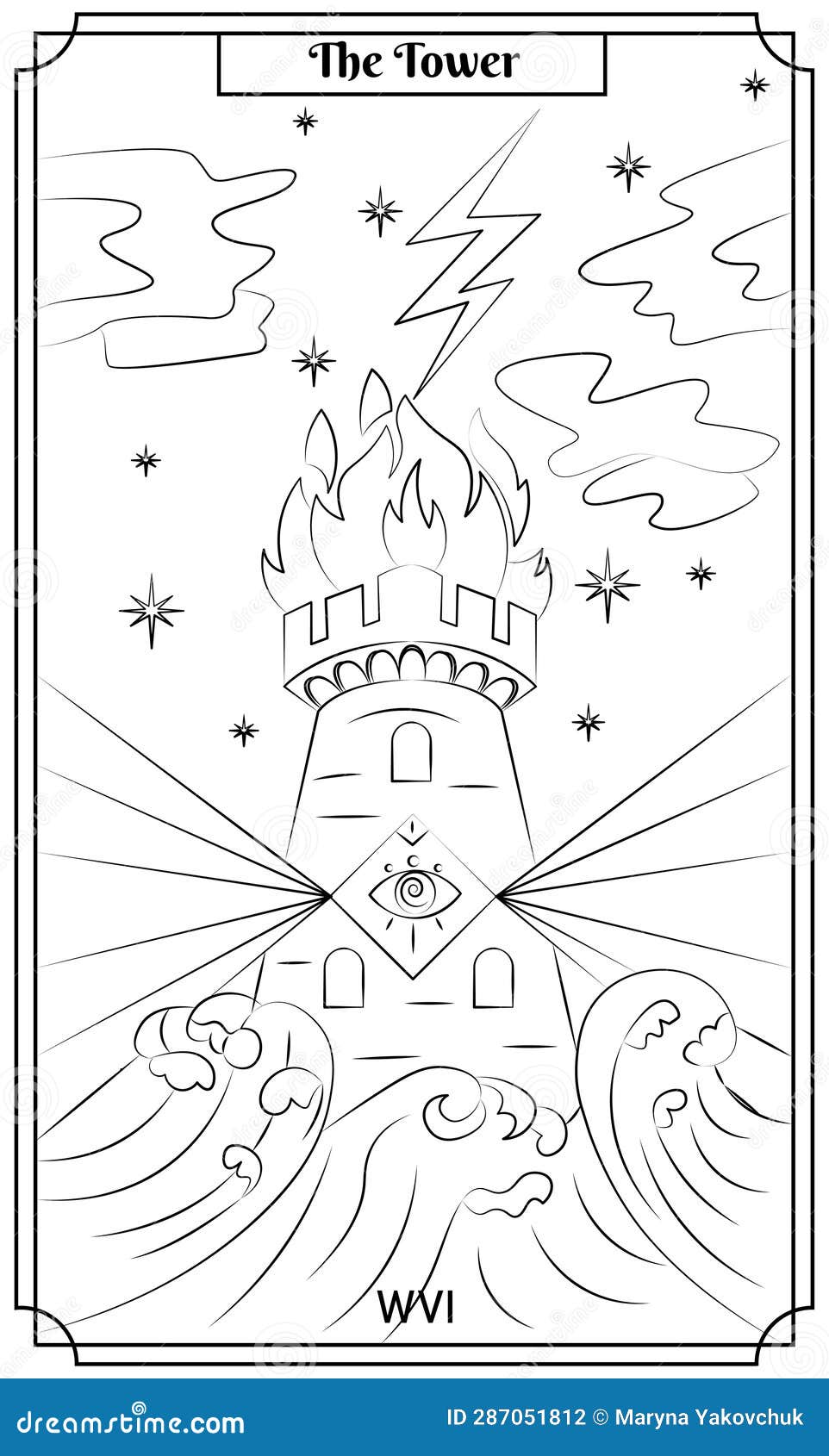 The Tower card stock vector. Illustration of logo, game - 287051812