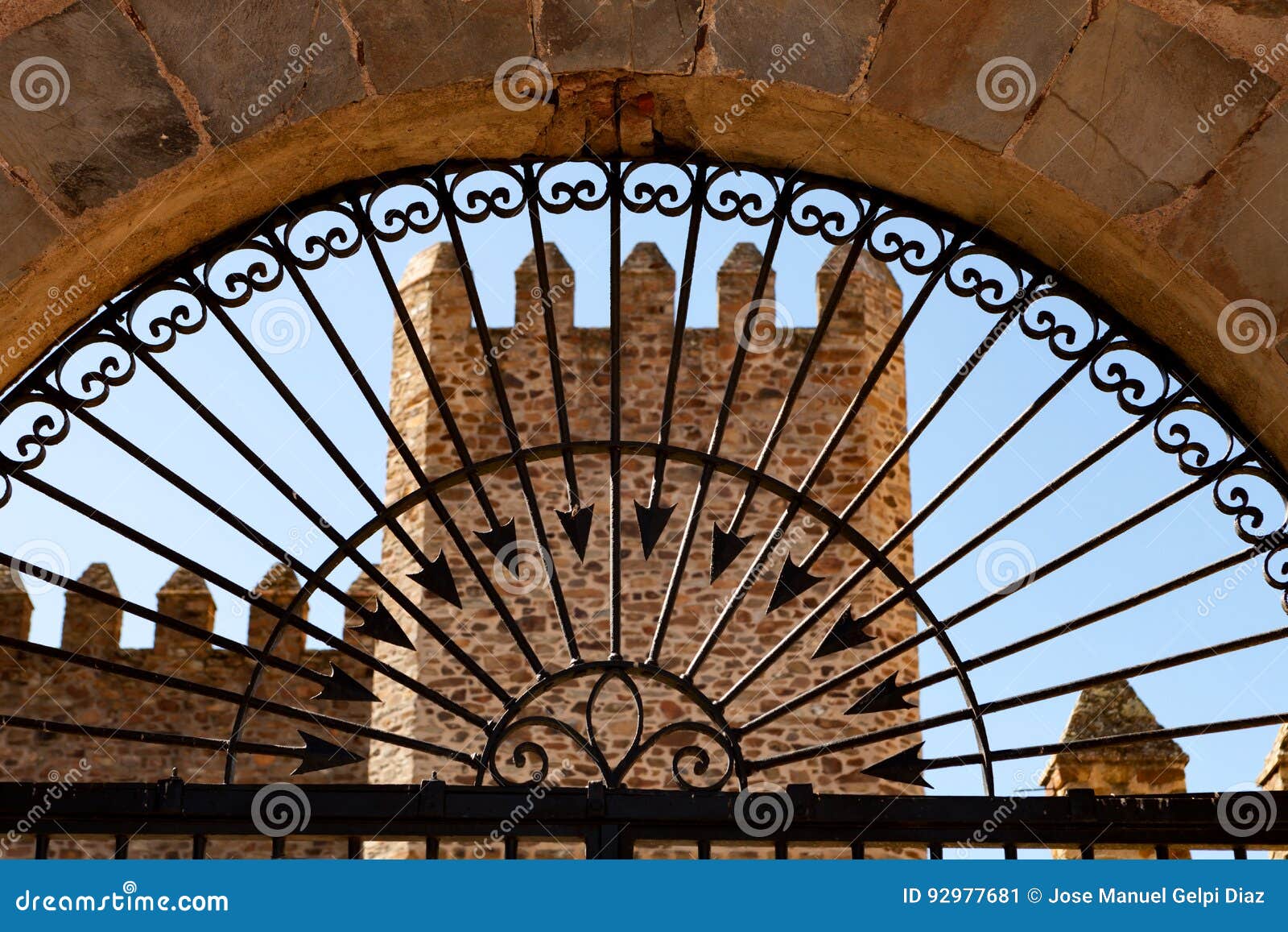 Tower of a Castle Behind a Elegant Iron Gate Stock Image - Image of ...