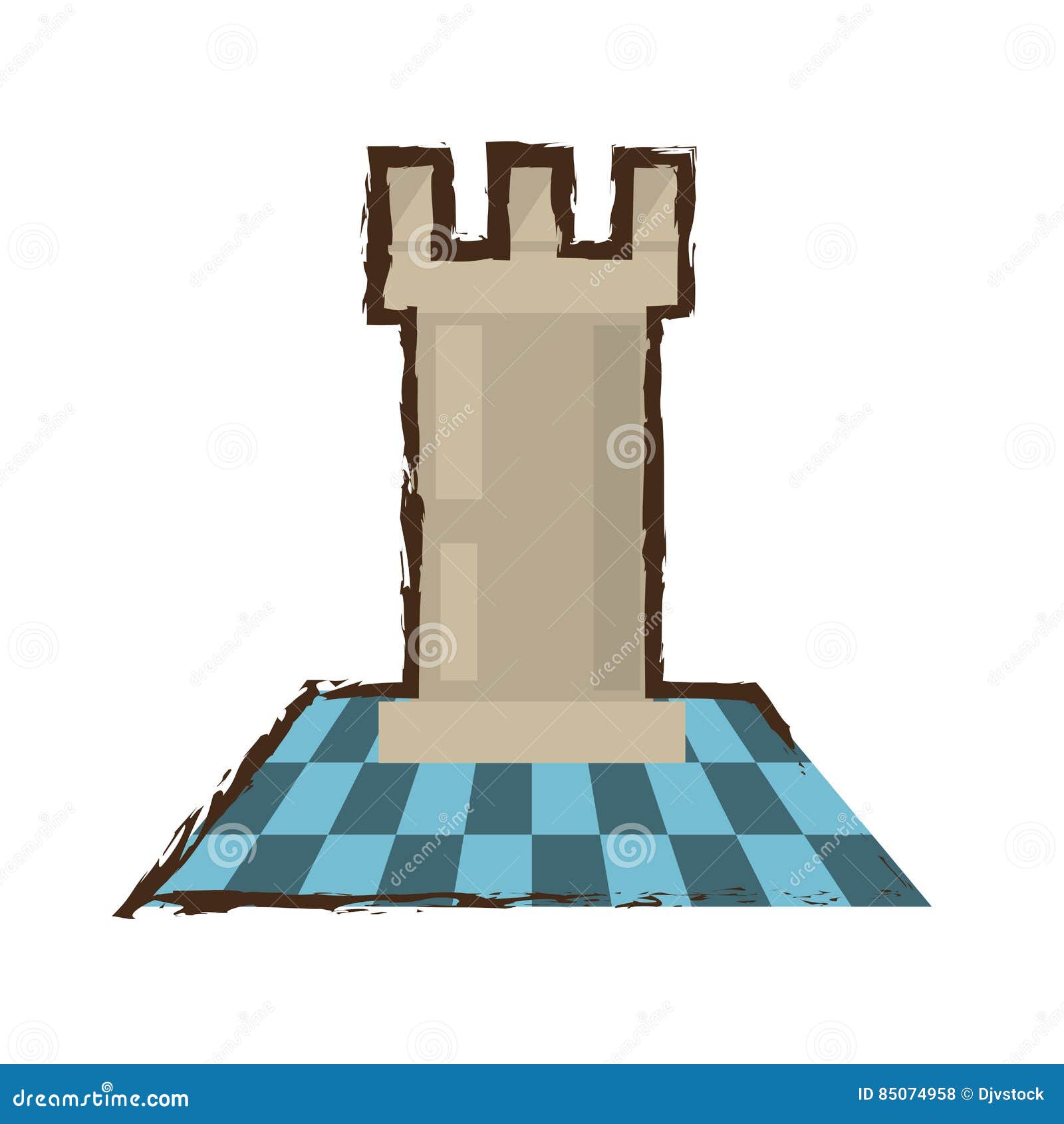 Tower Castle Chess Game Color Sketch Stock Illustration - Illustration ...