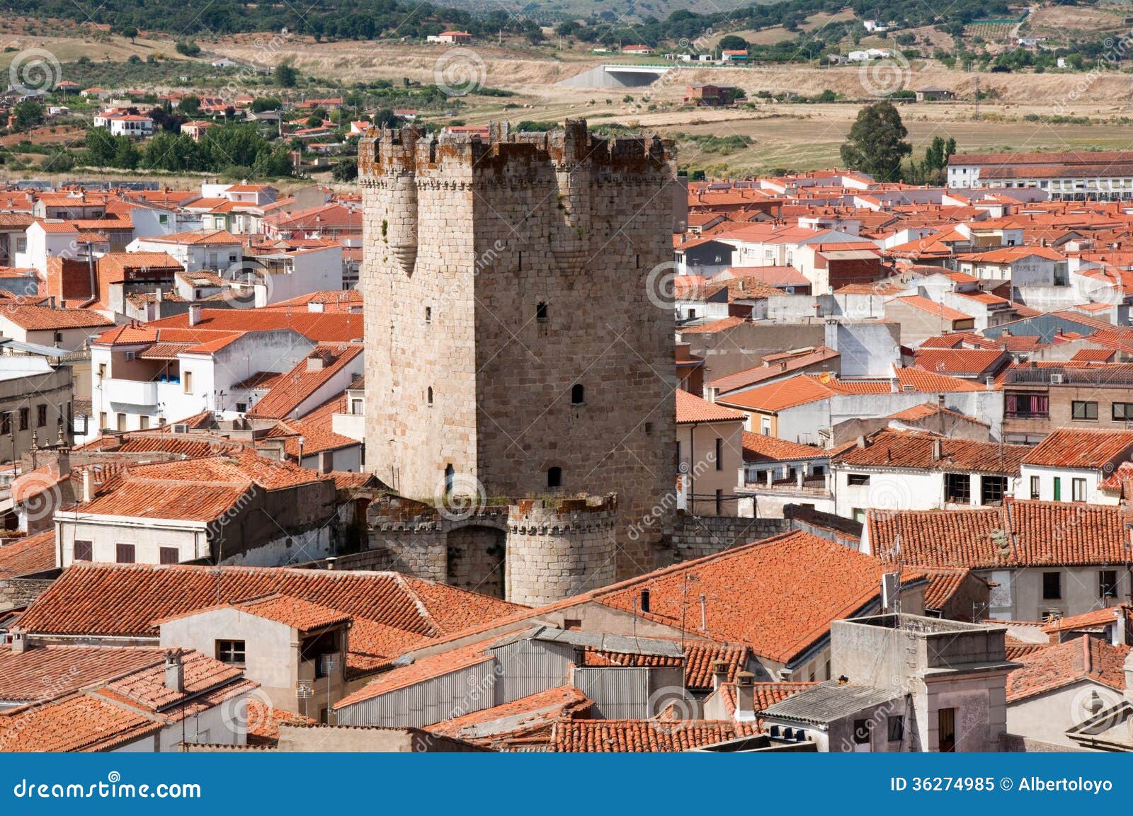 Tower of the Castle of the Dukes of Alba, Coria, Spain Stock Image ...