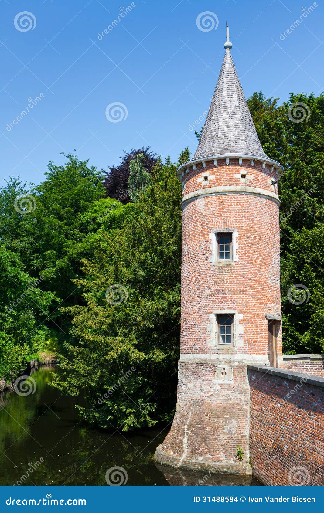 Tower castle moat stock photo. Image of corner, tree - 31488584