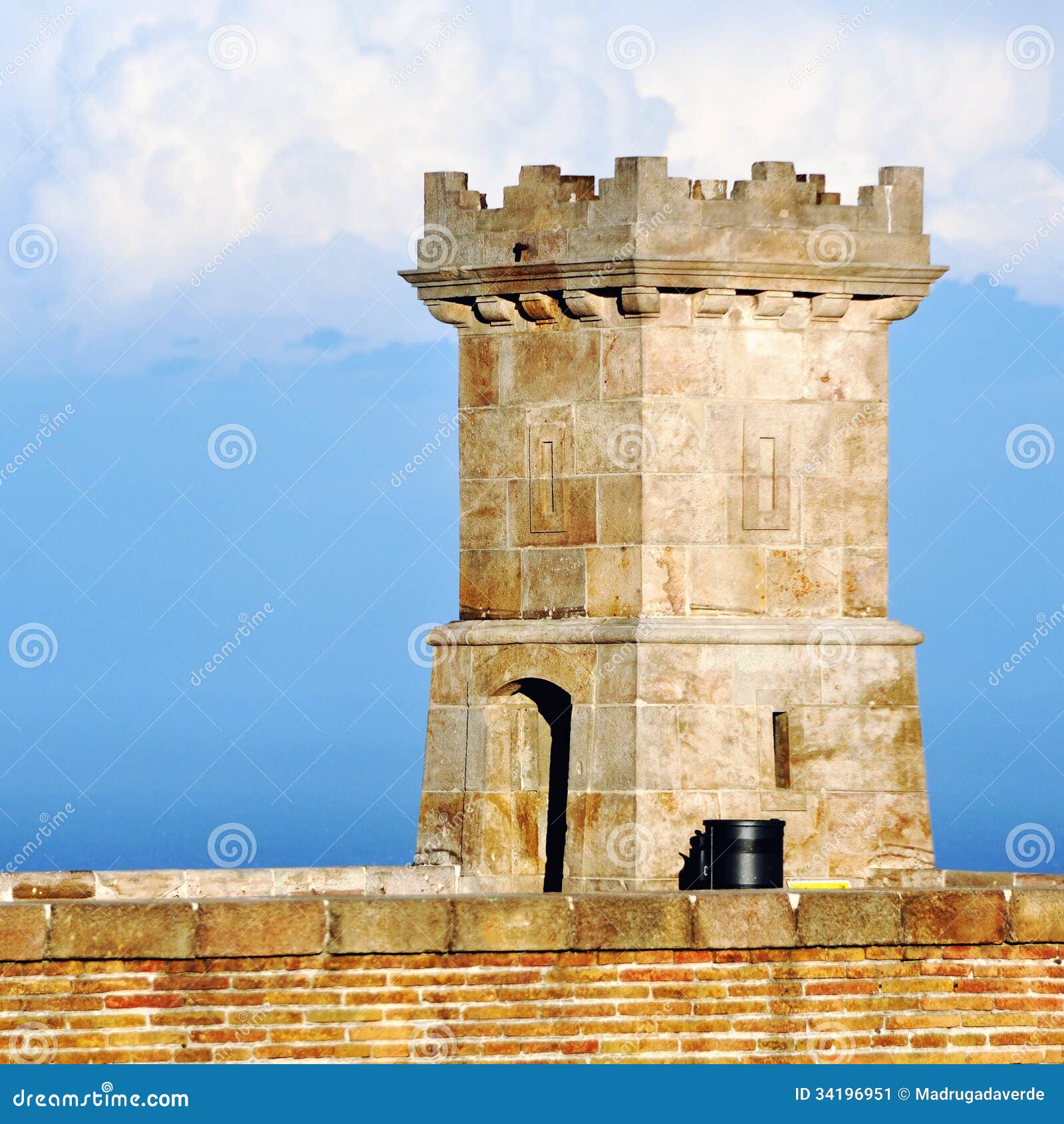 Tower of Castle of Montjuic, Barcelona, Spain Stock Image - Image of ...
