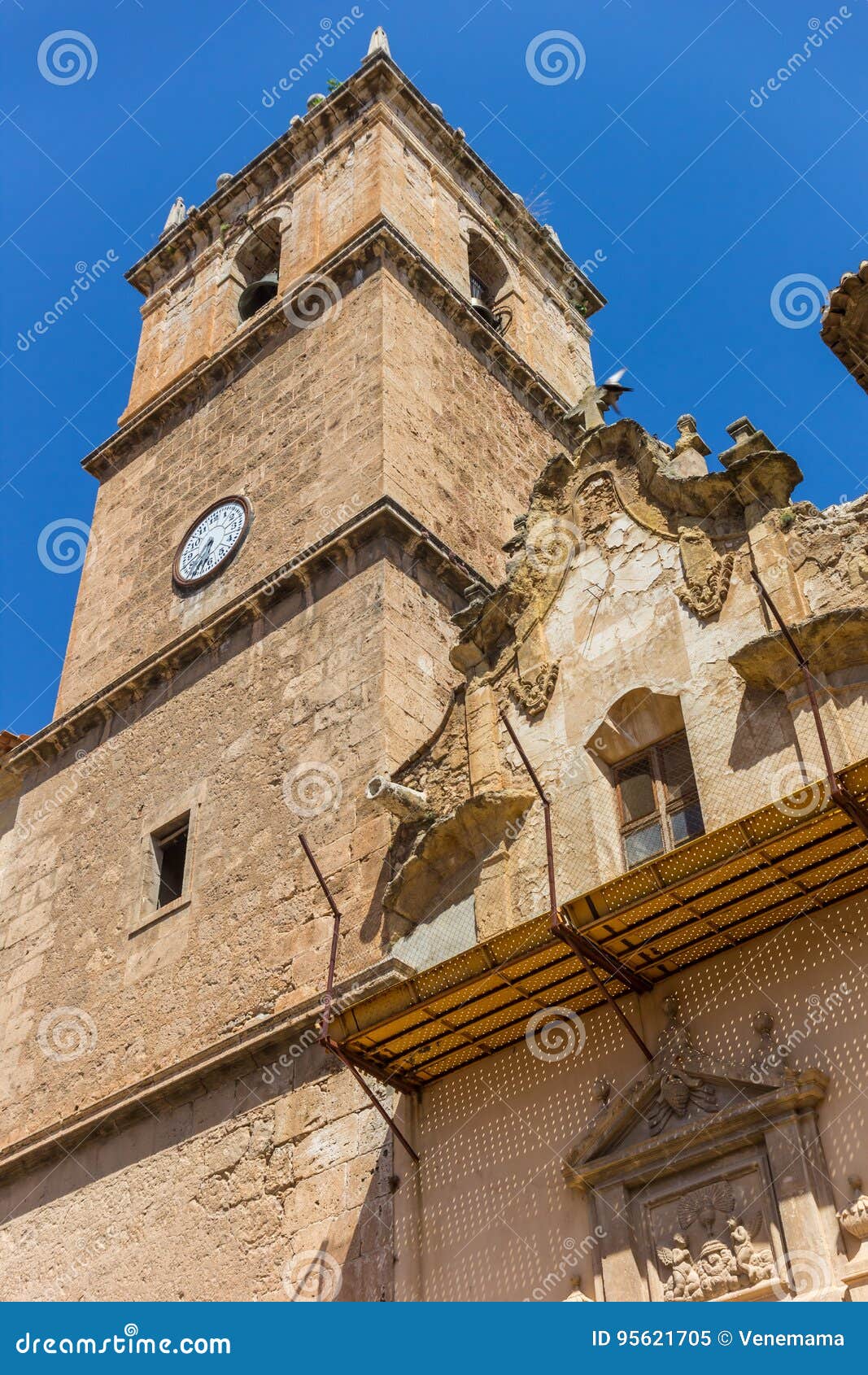 Tower of the Church of Ayora Stock Image - Image of village, history ...