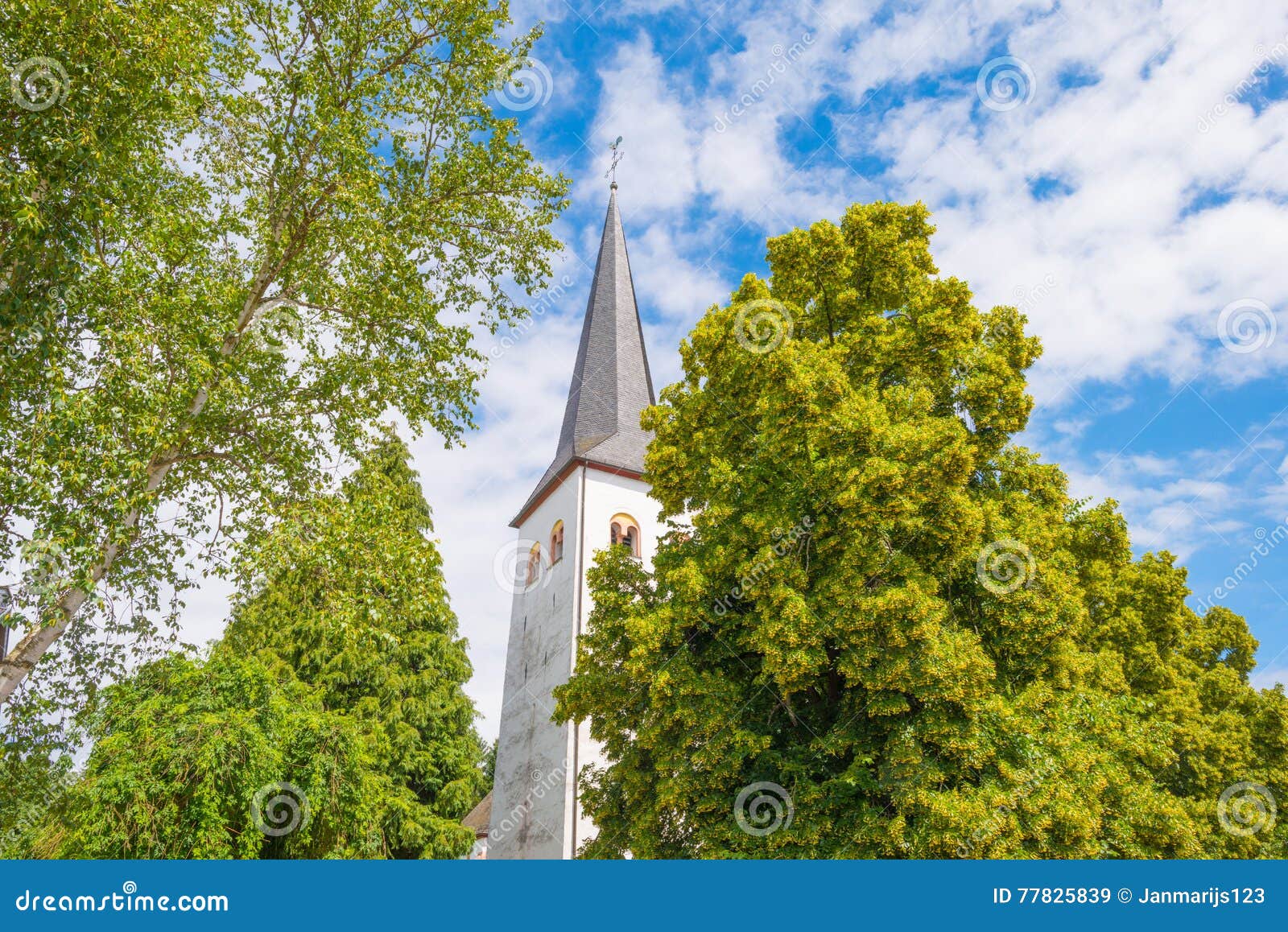 Tower of a Church in Summer Stock Image - Image of tranquil ...