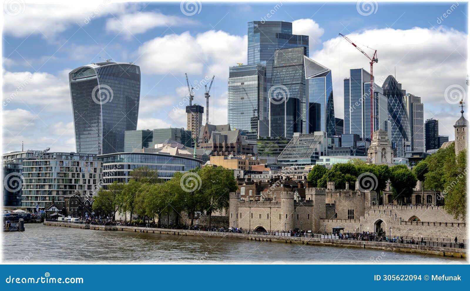 Tower and City Skyscrapers. View Across the Thames Stock Photo - Image ...
