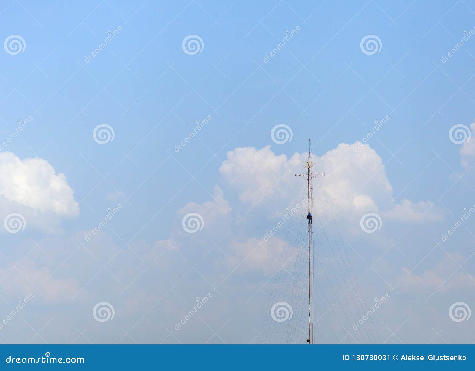 Tower Climber and Working on Cellular Tower System. Extreme Height ...