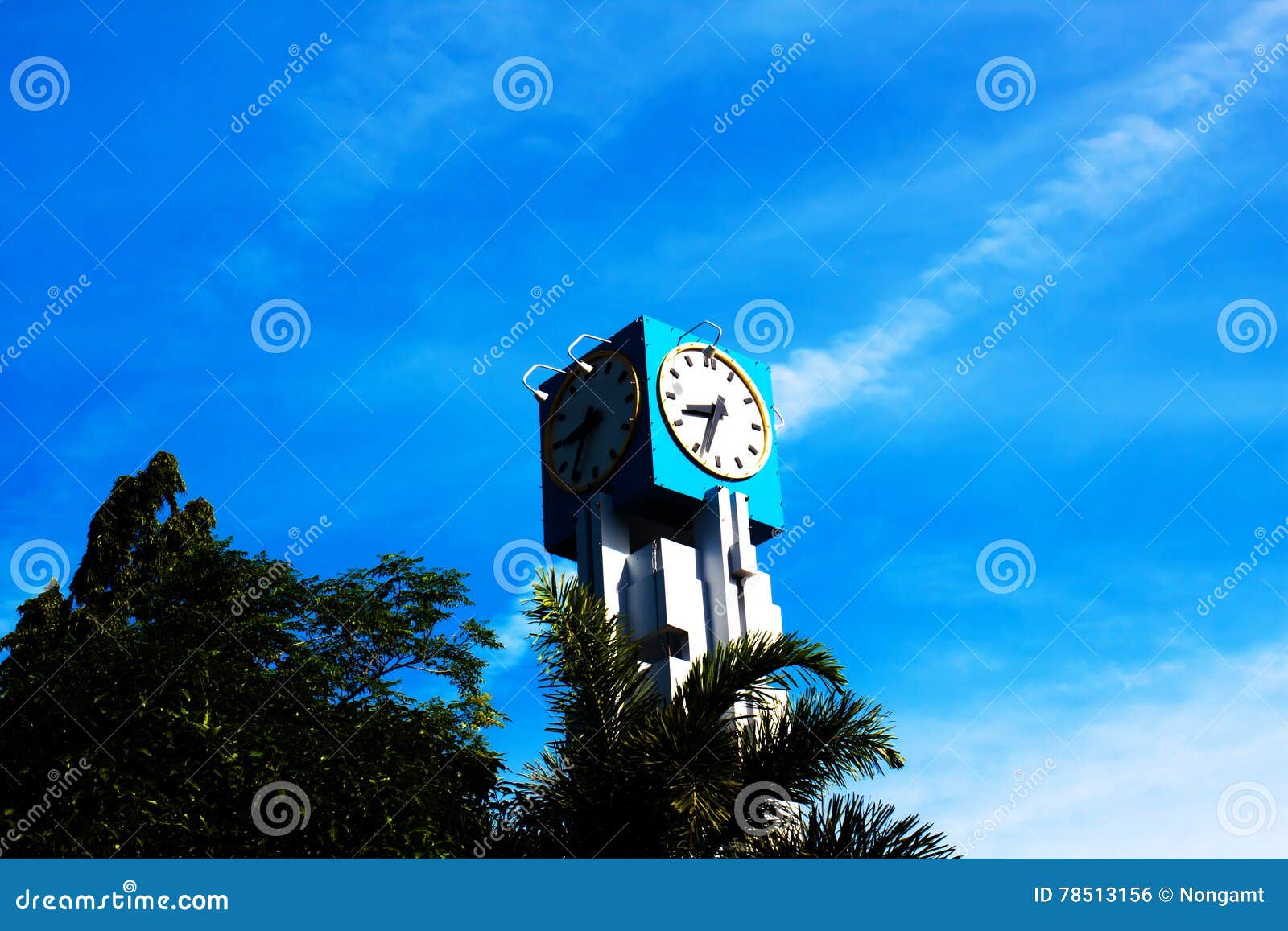 Tower Clock on the Blue Sky Stock Photo - Image of outdoor, towers ...