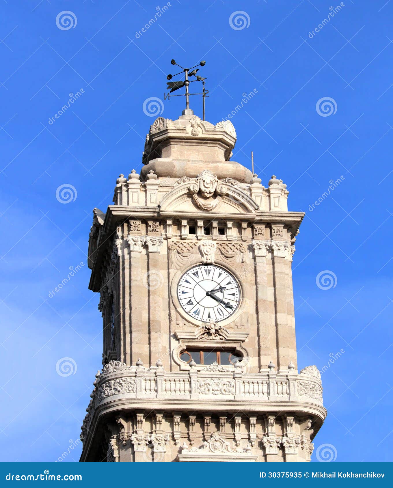 Tower with Clock in Dolmabahce Palace - Istanbul Stock Image - Image of ...