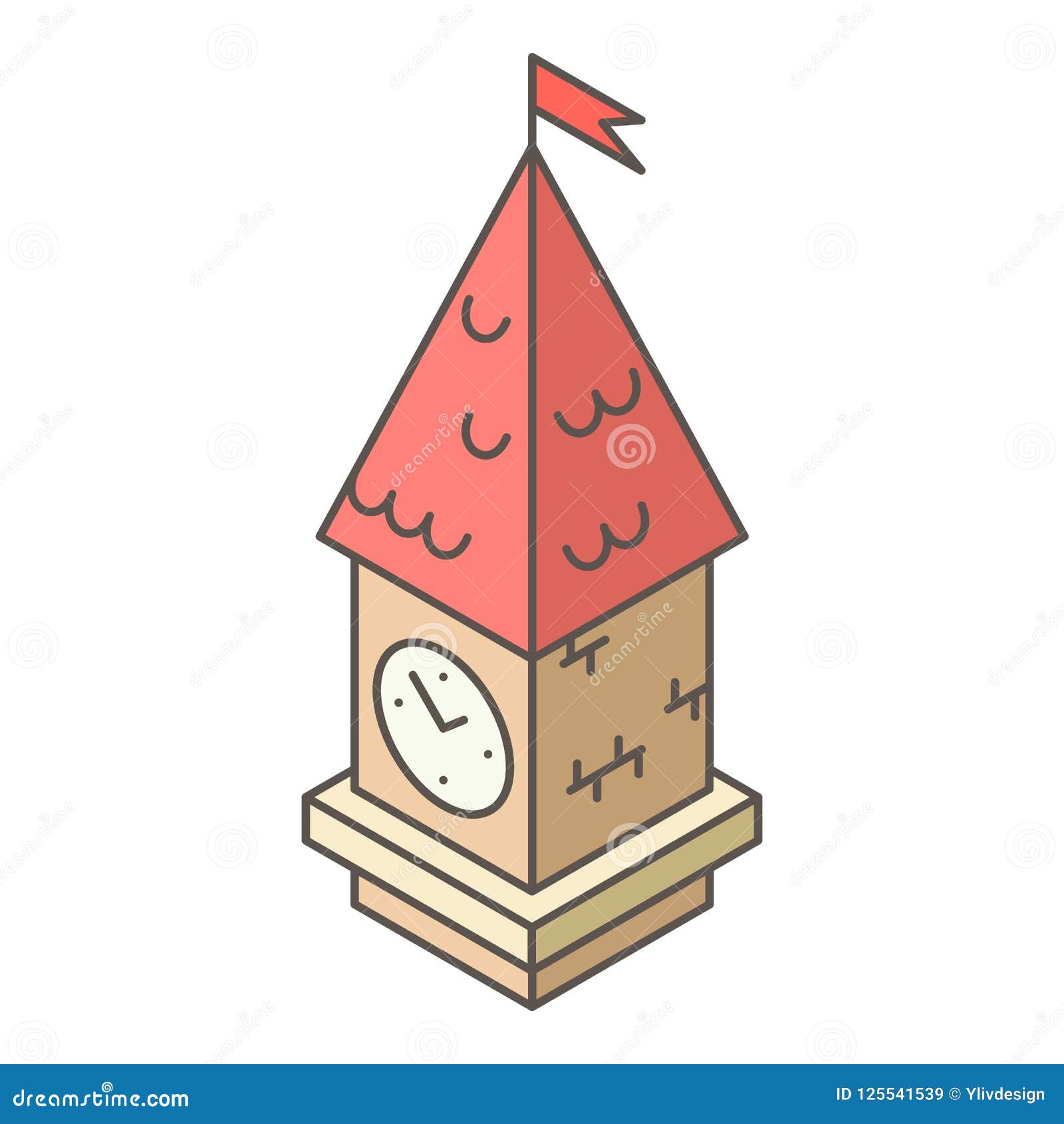Tower Clock Icon, Isometric Style Stock Illustration - Illustration of ...