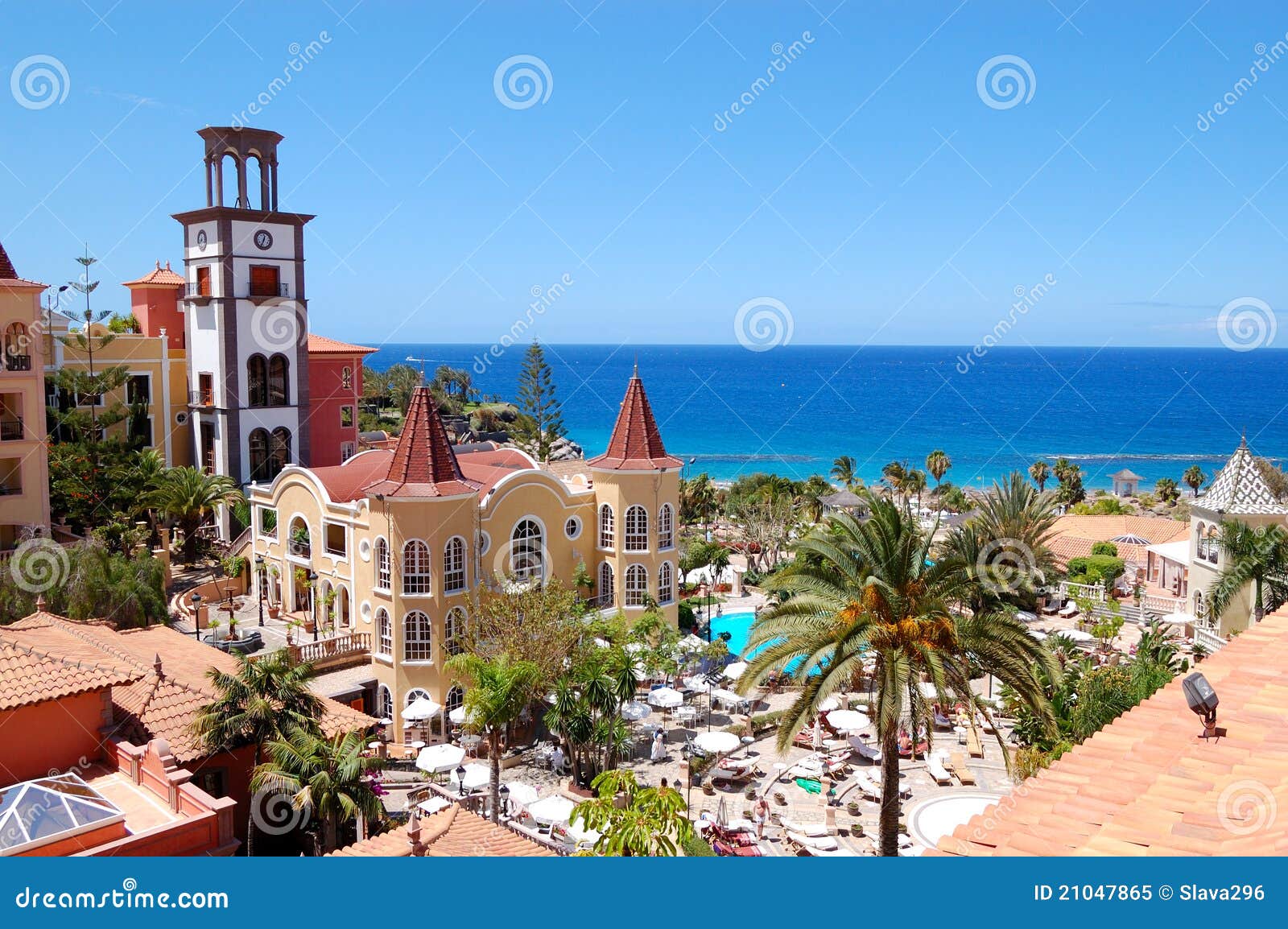 Tower with Clock at the Luxury Hotel Stock Image - Image of beautiful ...