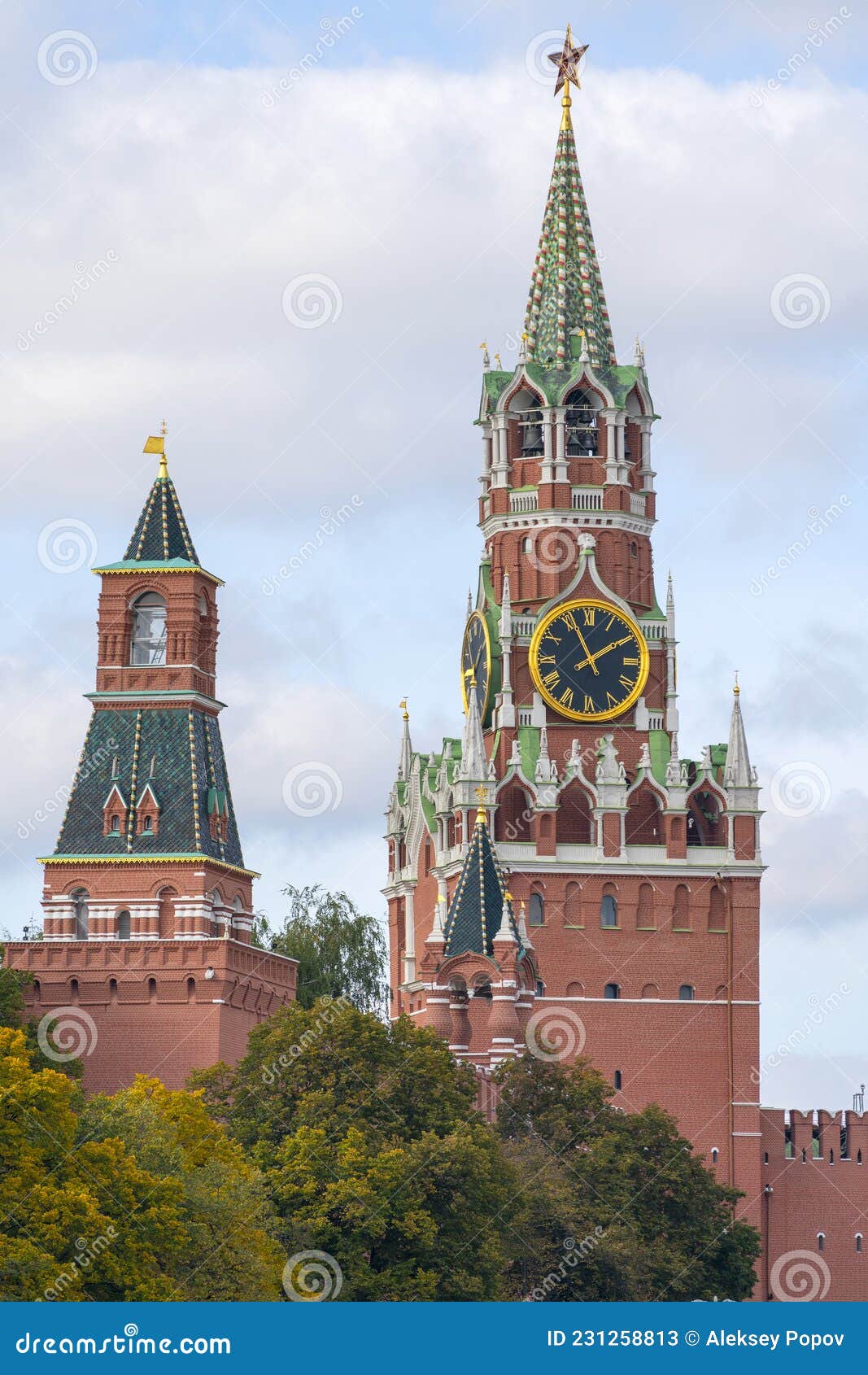 Tower Clock in the Moscow Kremlin. Stock Image - Image of exterior ...