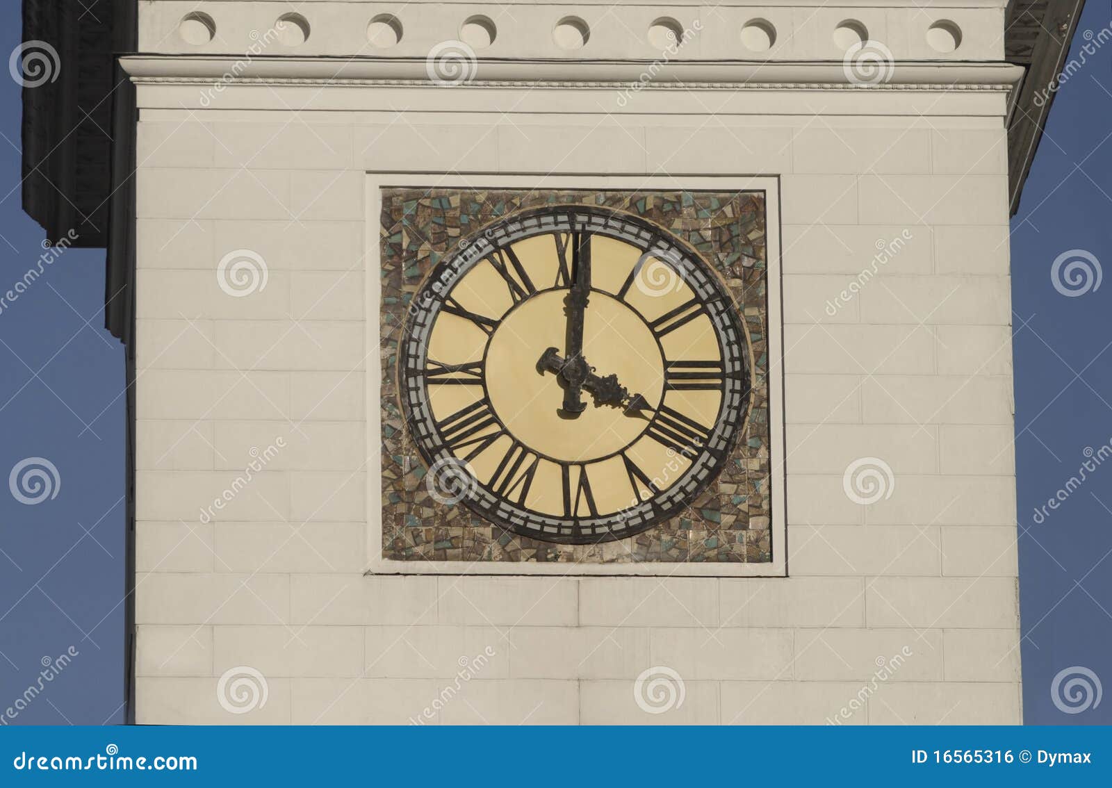 Tower Clock with Roman Digits Stock Photo - Image of wall, time: 16565316
